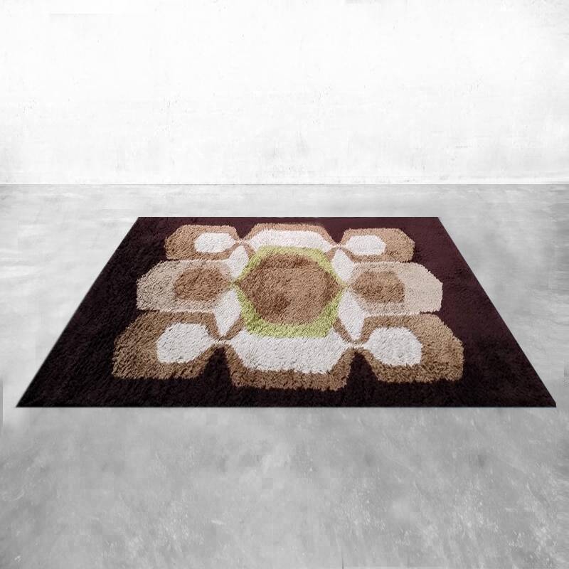 1970s Stunning Space Age Rug in Wool. Made in Italy | Selency