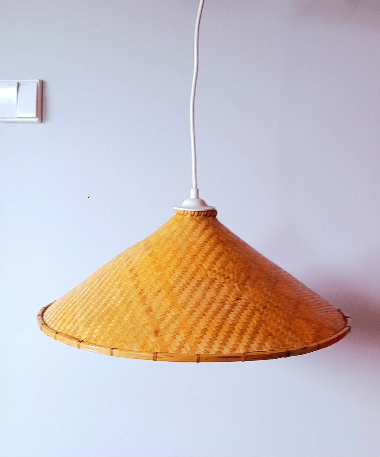 Suspension en osier tréssé des années 70 | Selency