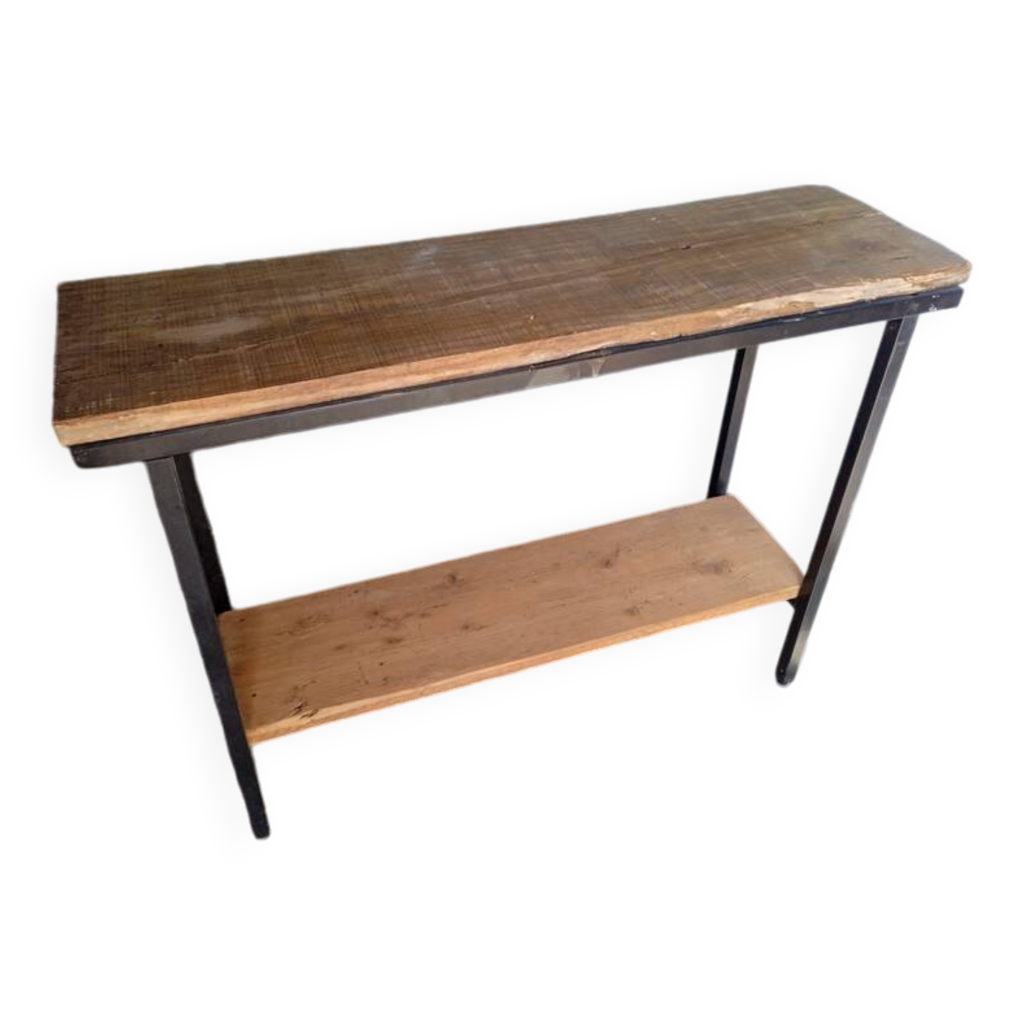 Console en bois et metal 2 niveaux | Selency
