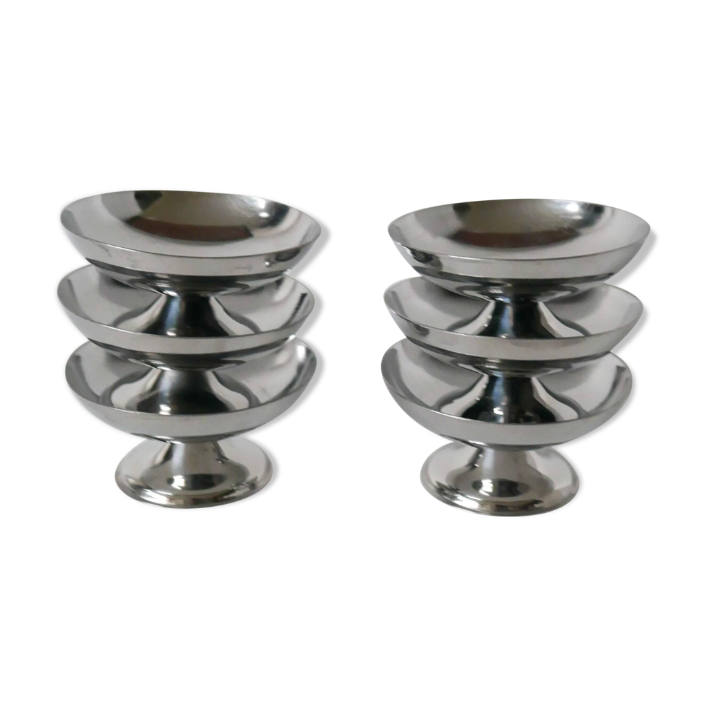 Lot de 6 coupes à glace en inox, 1970 | Selency