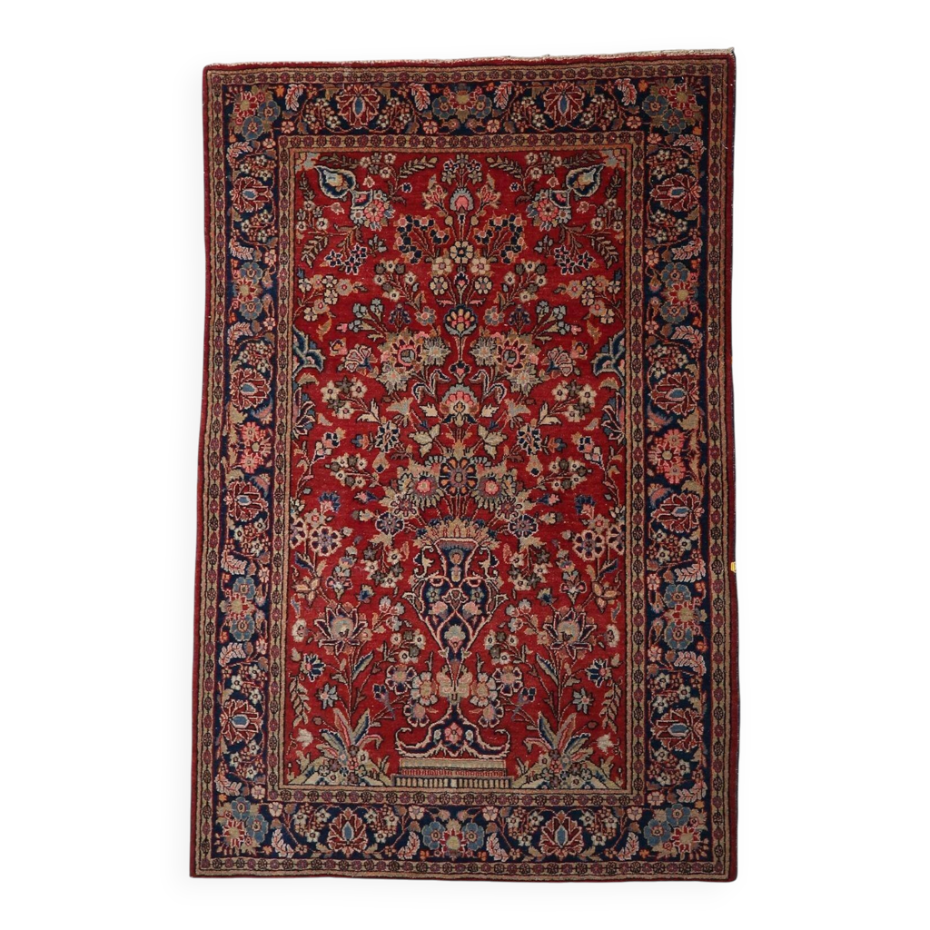 Tapis persan Kashan ancien fait main, 136 cm x 201 cm, années 1910 ...