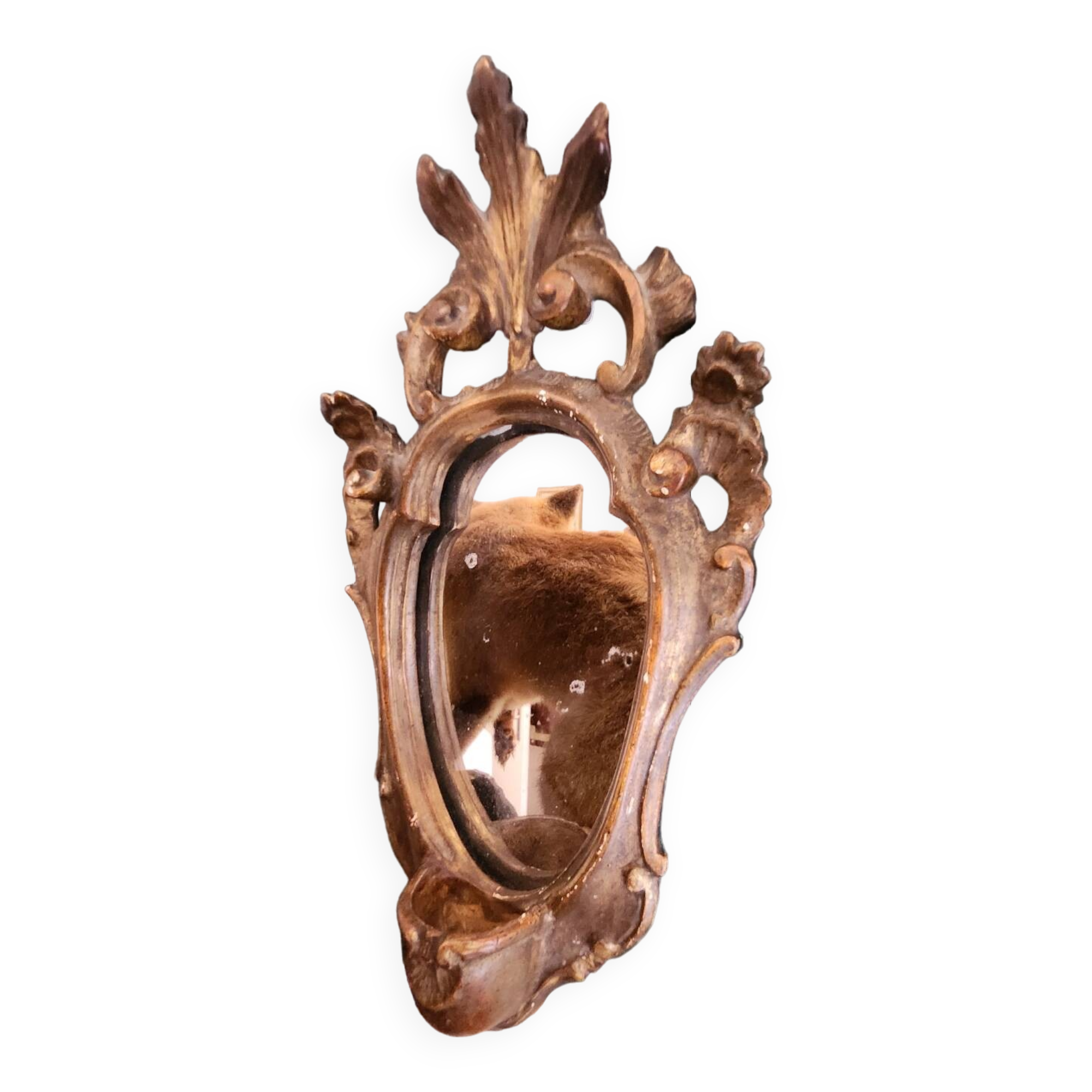 Miroir bénitier sculpté en bois italien XVIIIe siècle | Selency