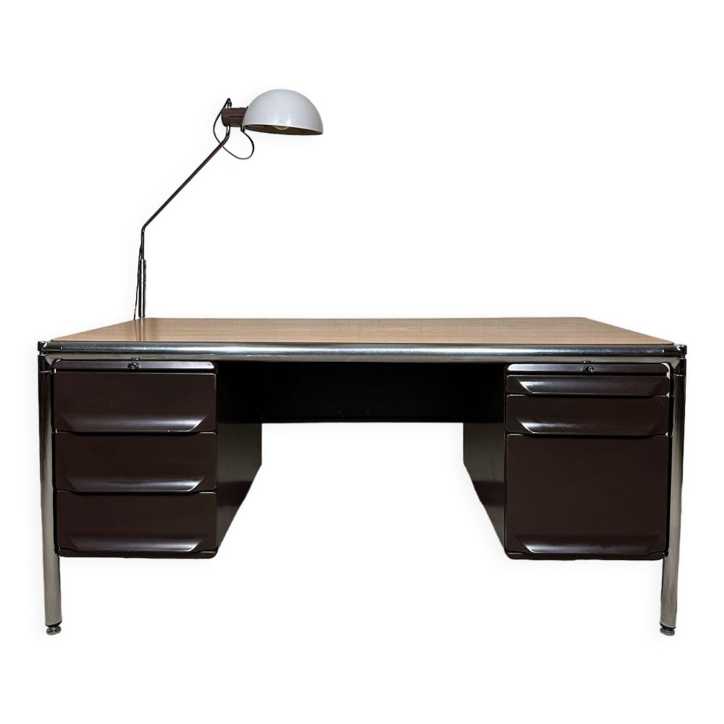 Bureau Roneo Vickers avec sa lampe iGuzzini 70 | Selency