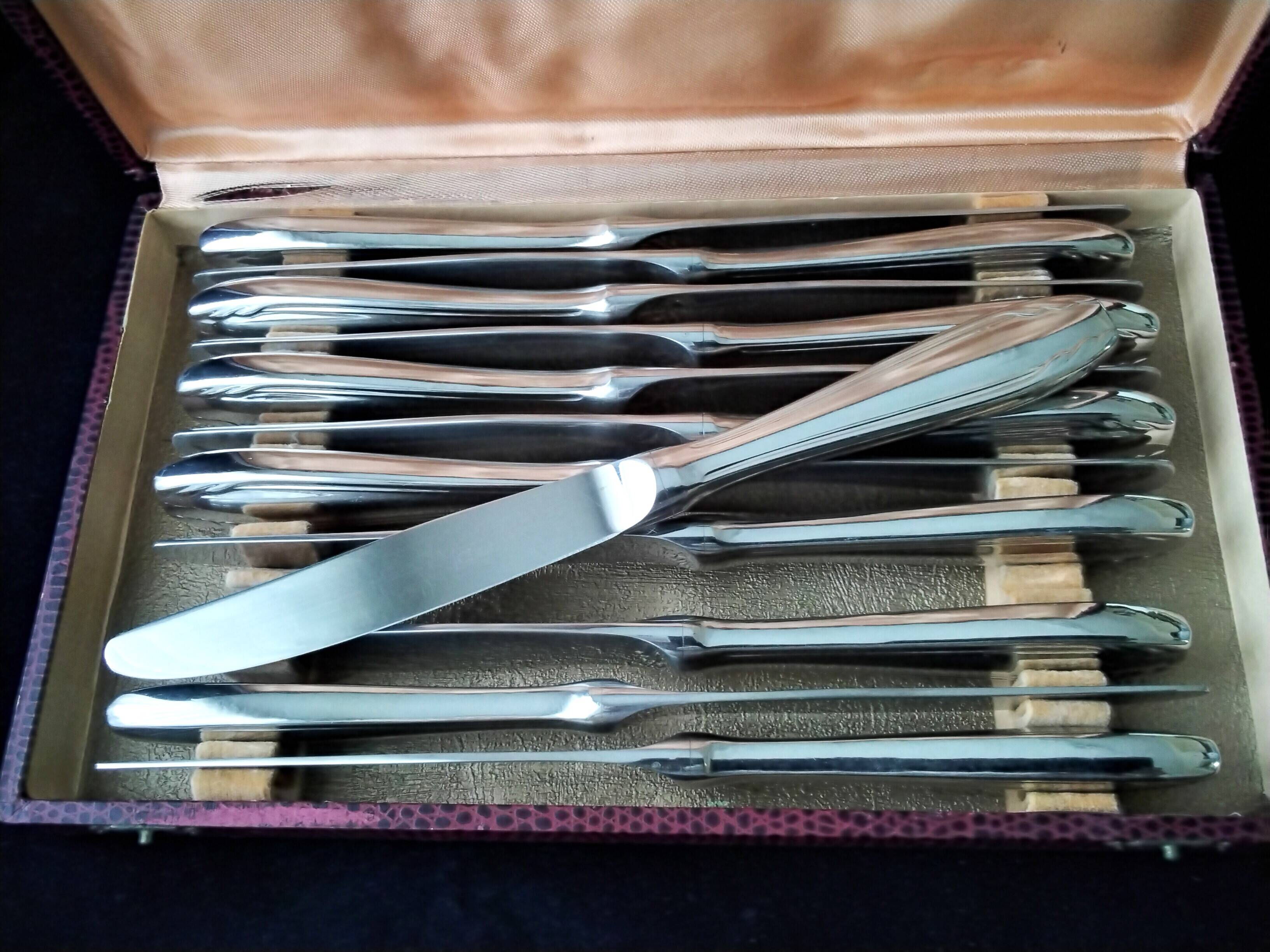 Coffret de 12 couteaux de table monocoque Chabanne Modèle Floréal | Selency