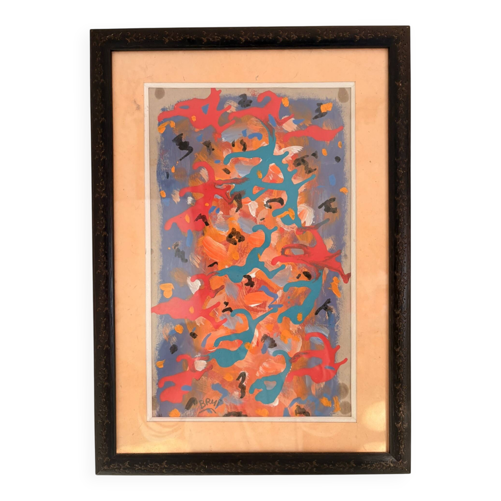 Peinture Papier Encadré WILLIAM BRUI contemporain abstrait modernisme ...