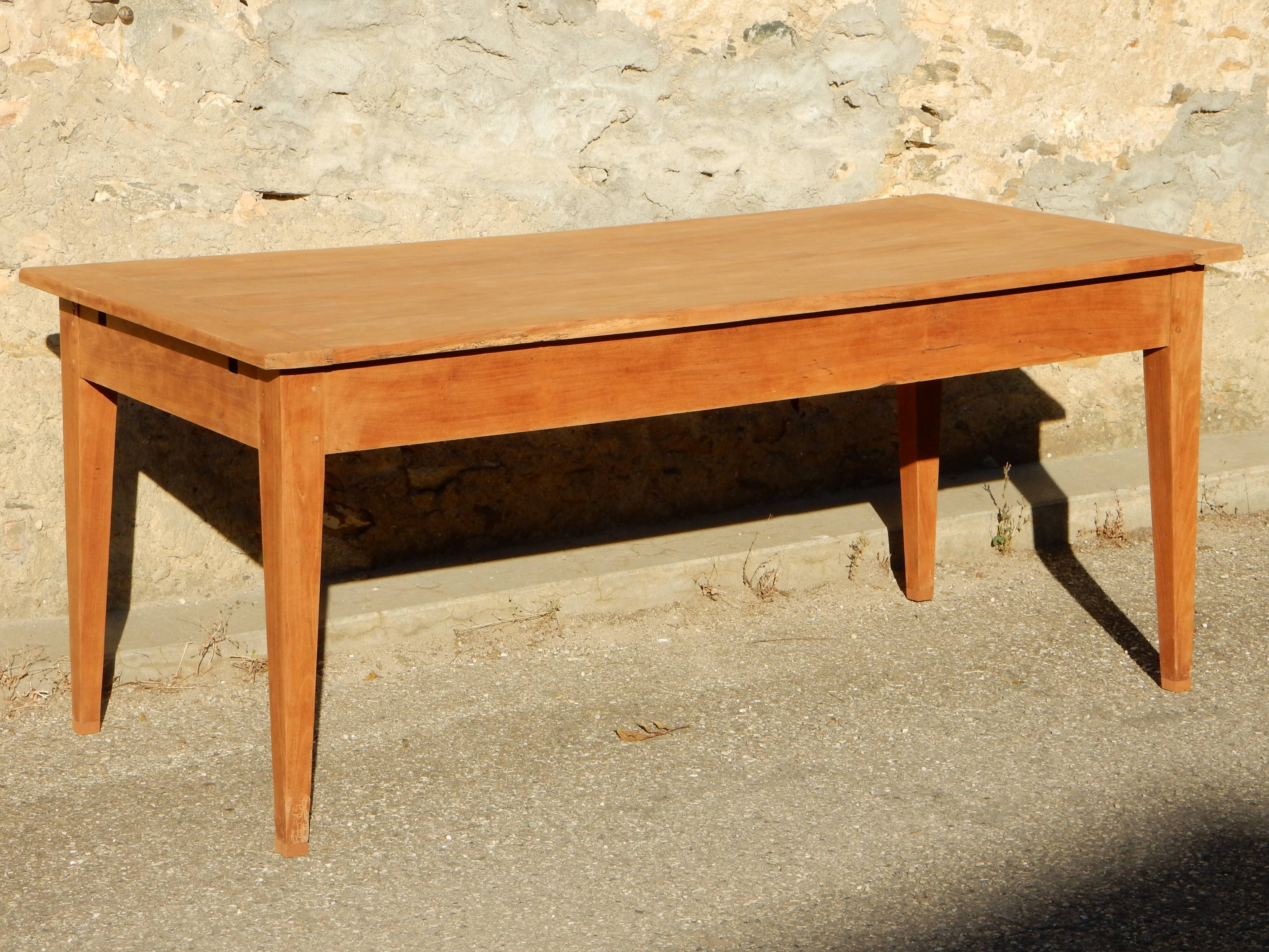 Superbe ancienne grande table de ferme en bois massif | Selency