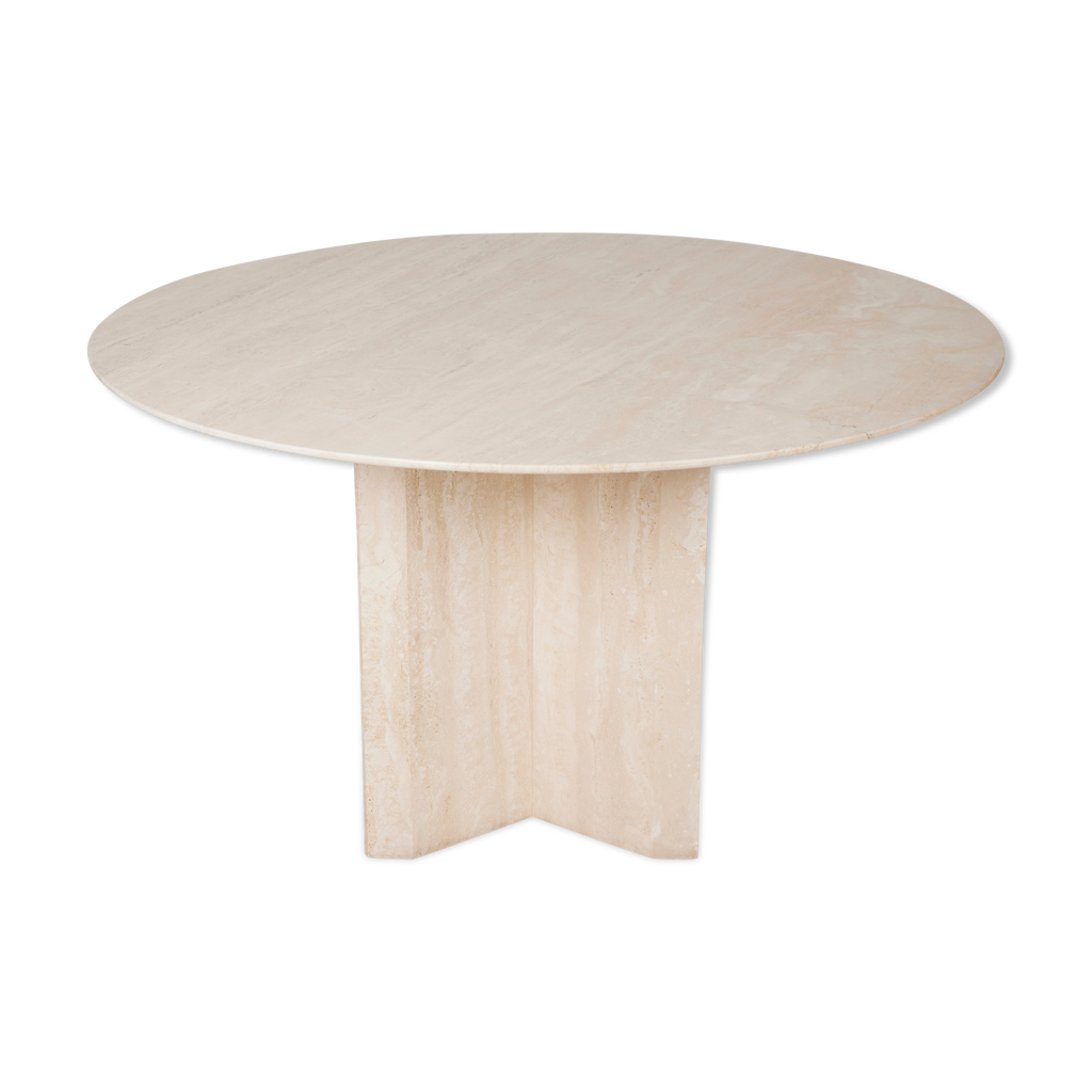 Table à manger en travertin Ronde, Italie 1970s | Selency