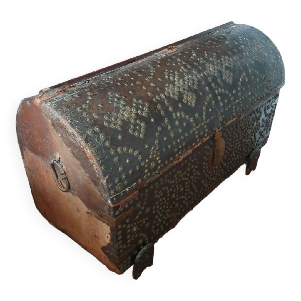 Coffre ancien bois et cuir | Selency