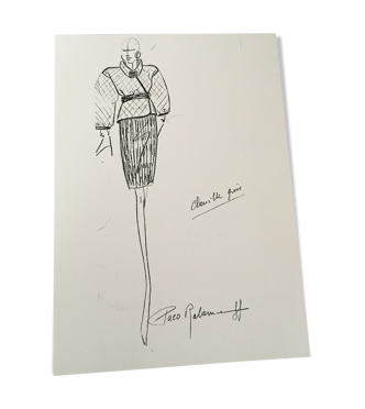 Esquisse de mode de presse par Paco Rabanne avec sa photographie de la ...