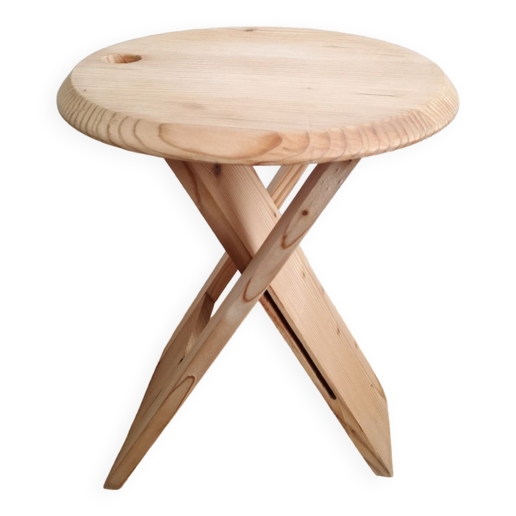 Tabouret pliant TS pin massif style Roger Tallon 70s' | Selency