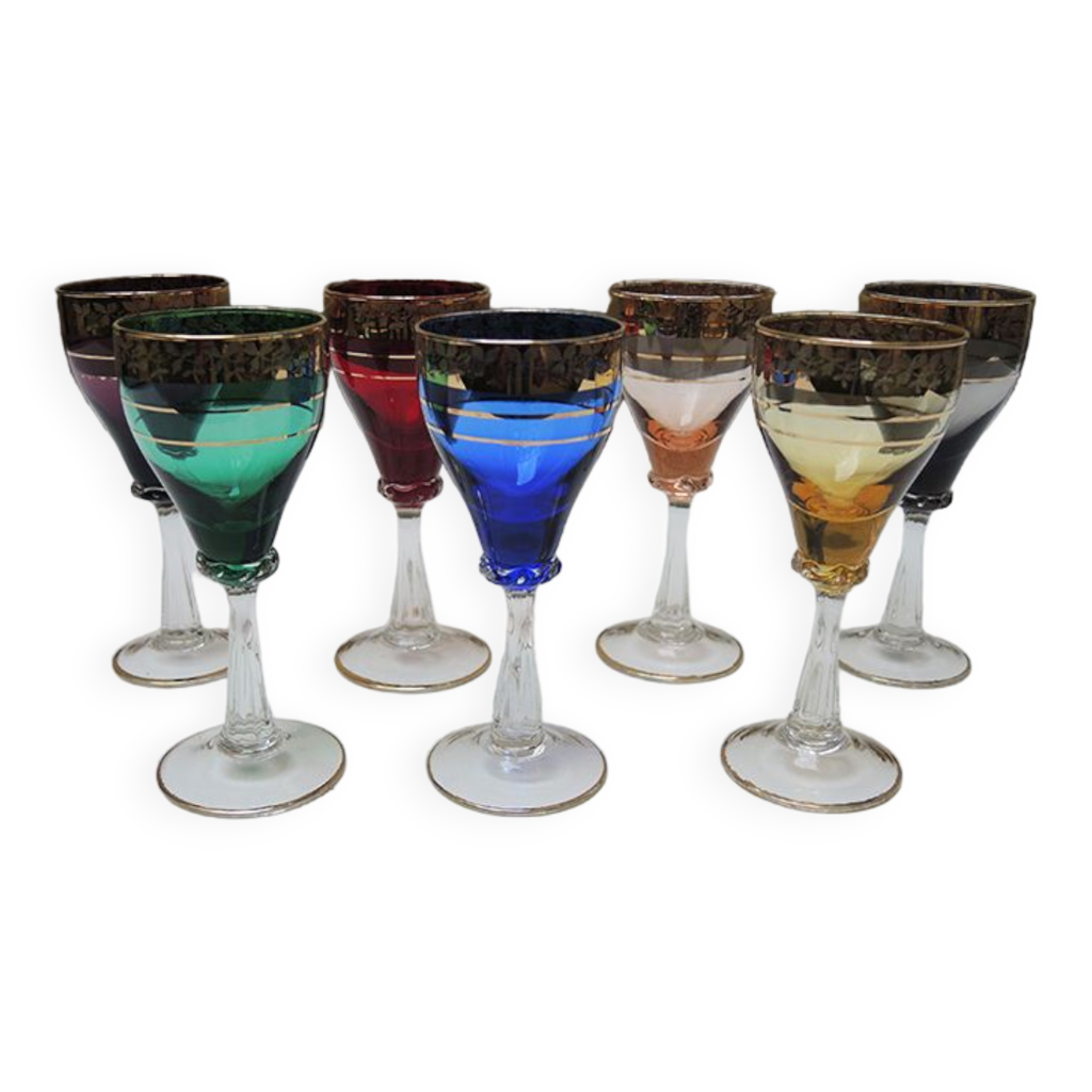 7 anciens verres à porto en verre soufflé de murano | Selency