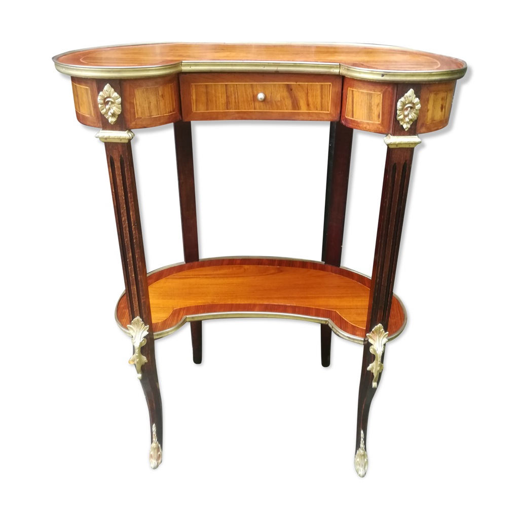 Table rognon en marqueterie et bronze | Selency