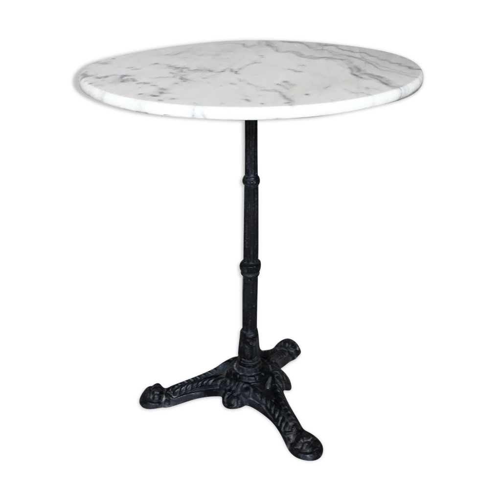 Table de bistrot ronde marbre et piétement fonte | Selency