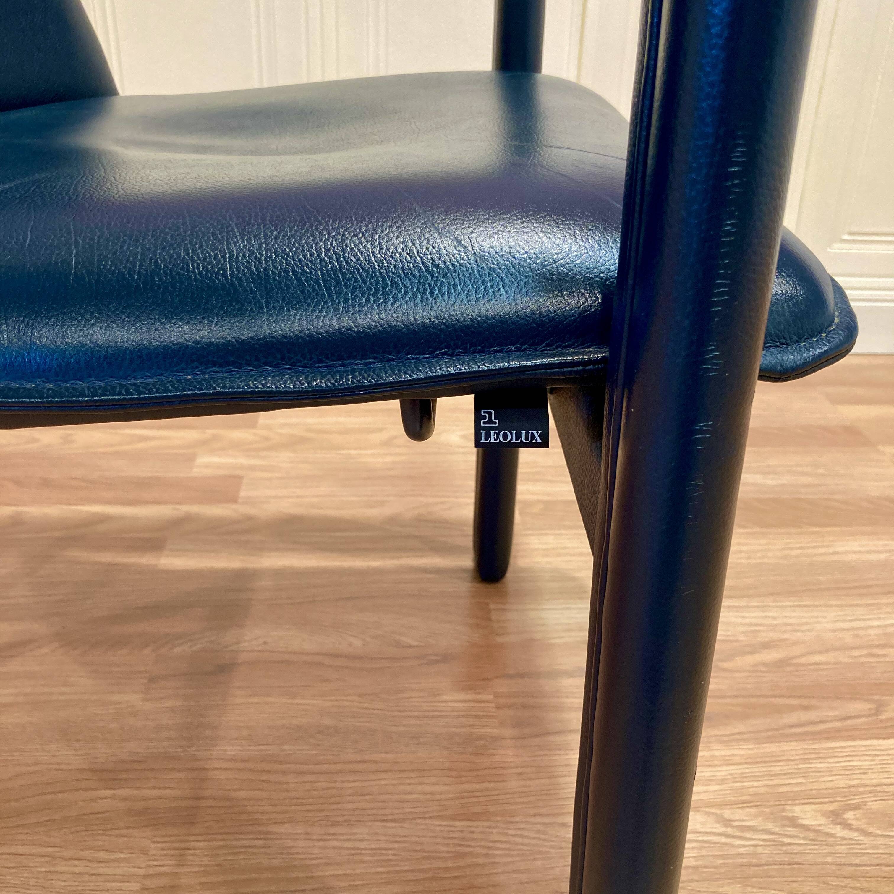 Suite de 3 fauteuils design cuir et métal. | Selency