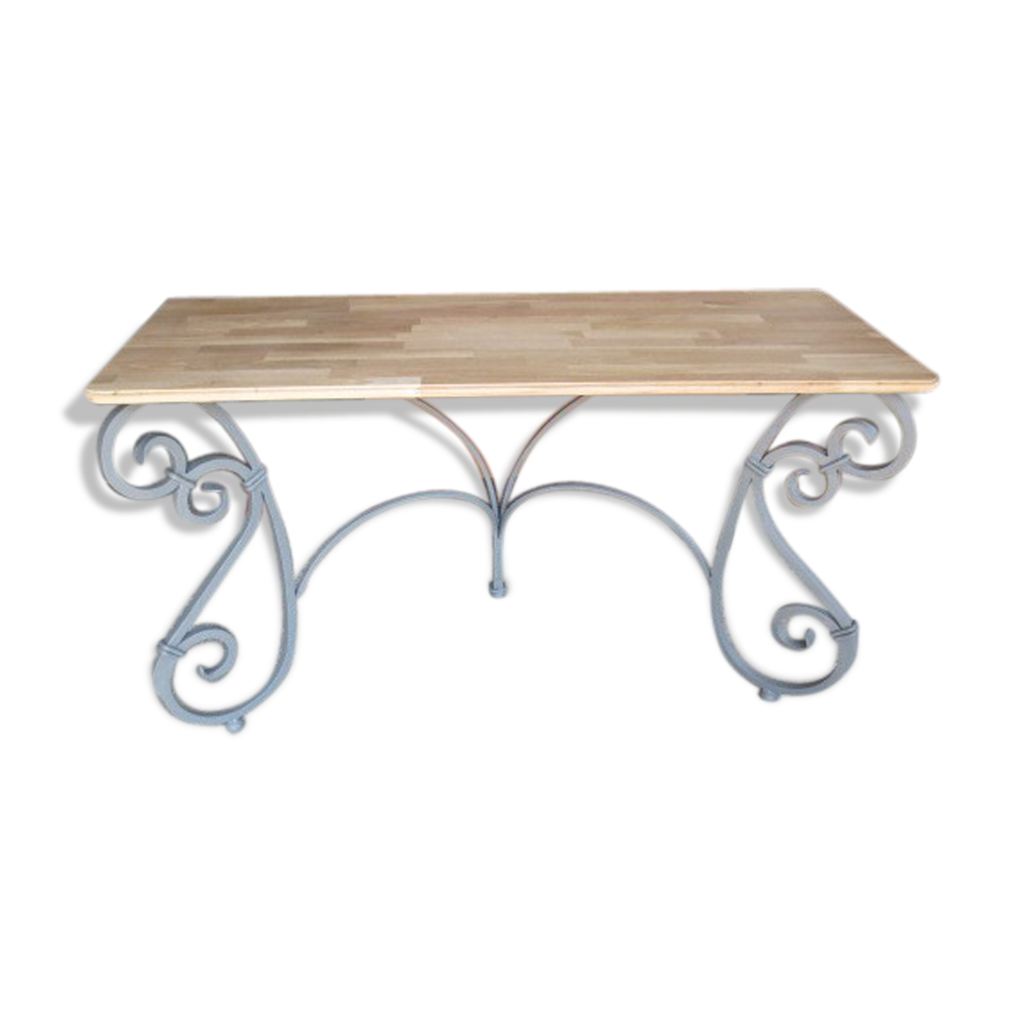 Console en fer forgé et bois | Selency