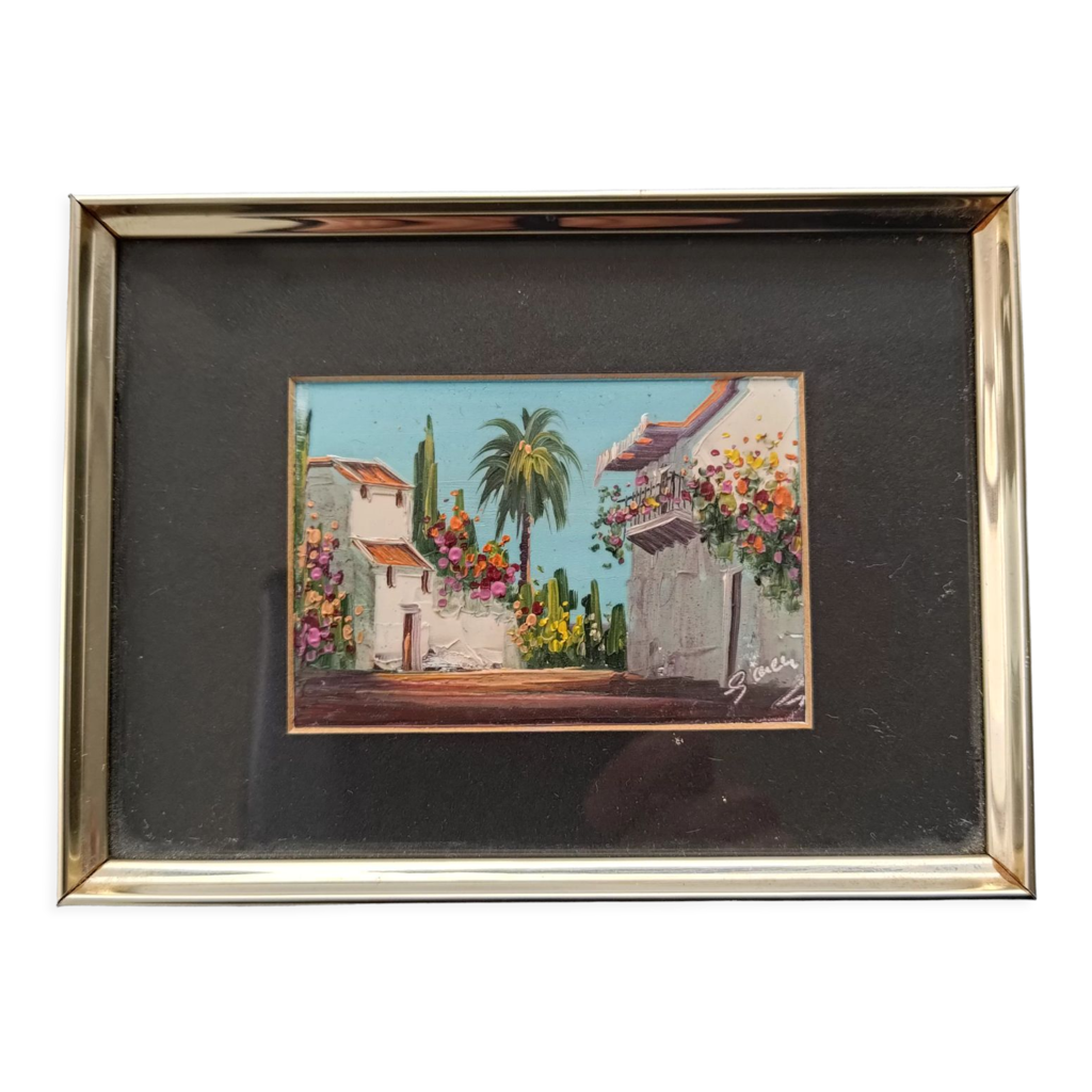 Tableau miniature huile sur bois | Selency