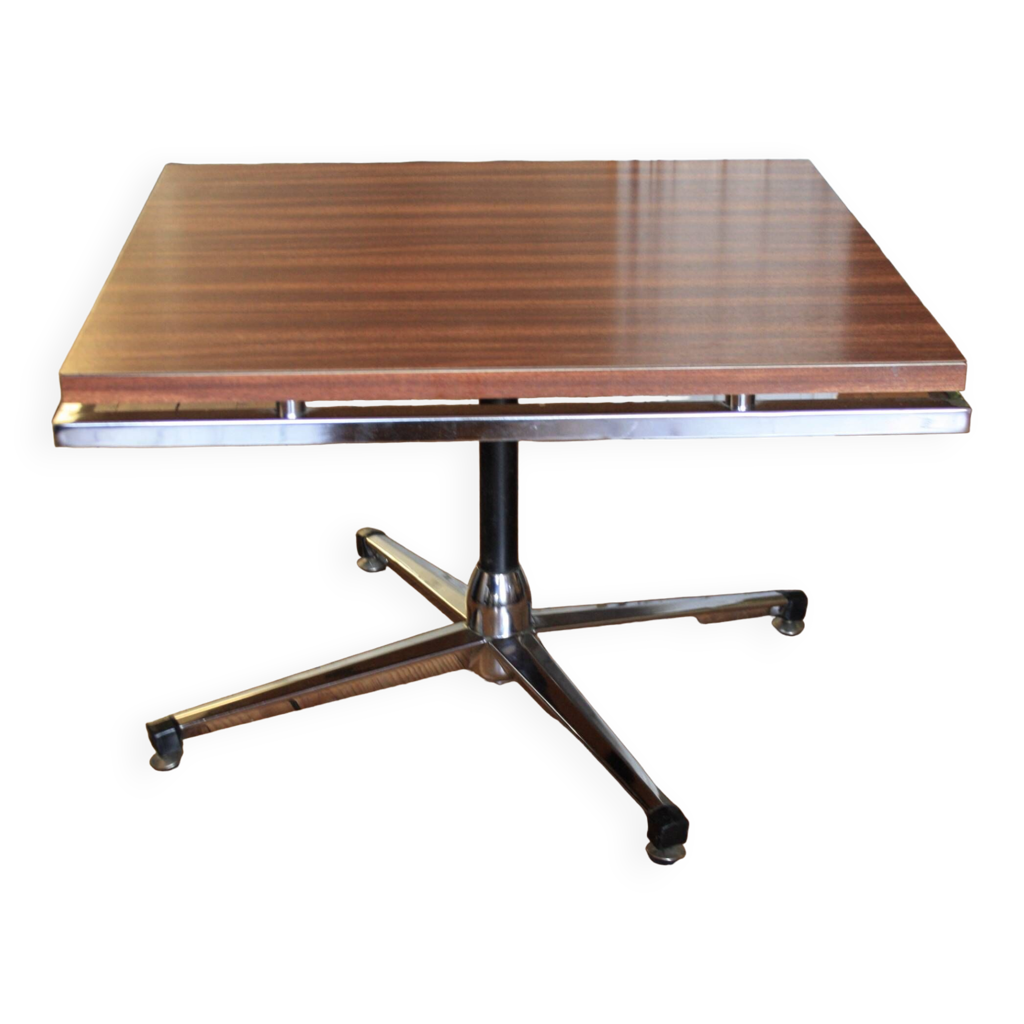 Table basse chrome et bois | Selency