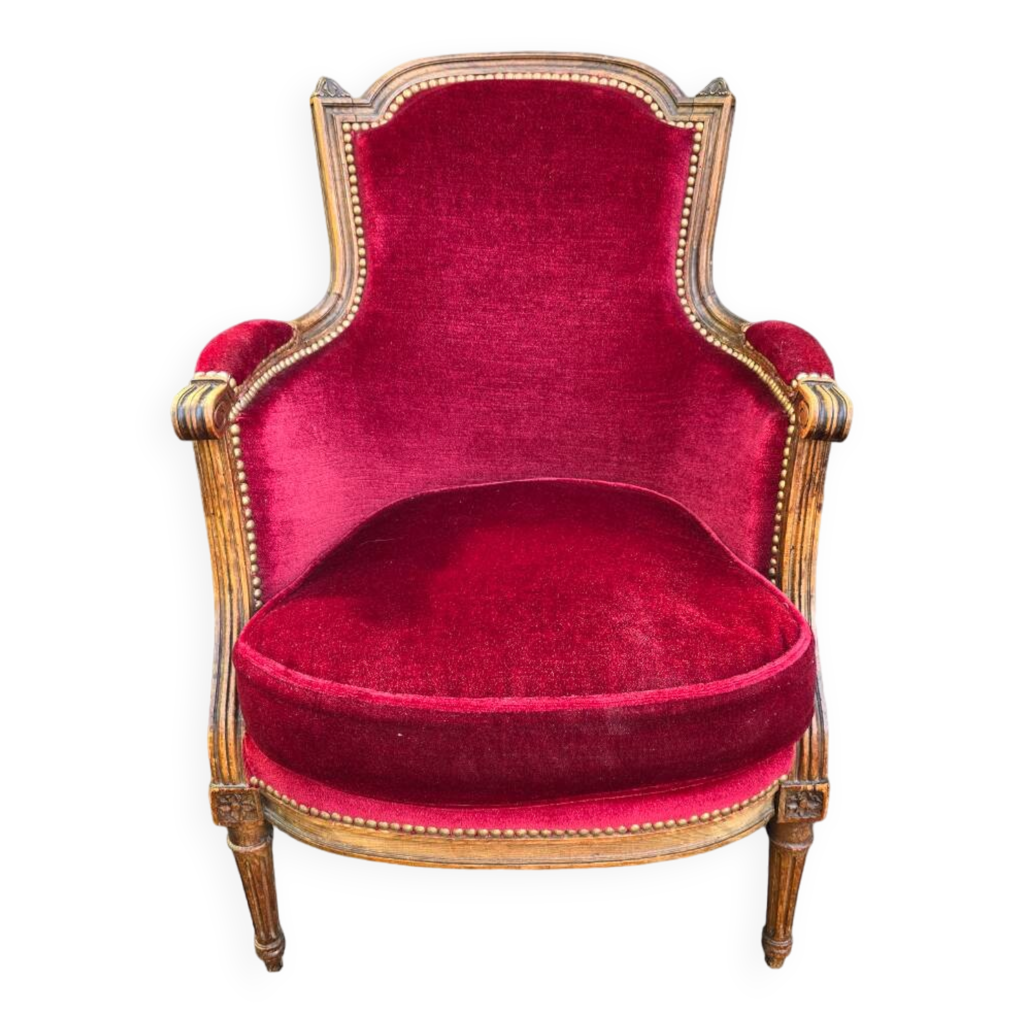 Bergère ancienne velours rouge | Selency