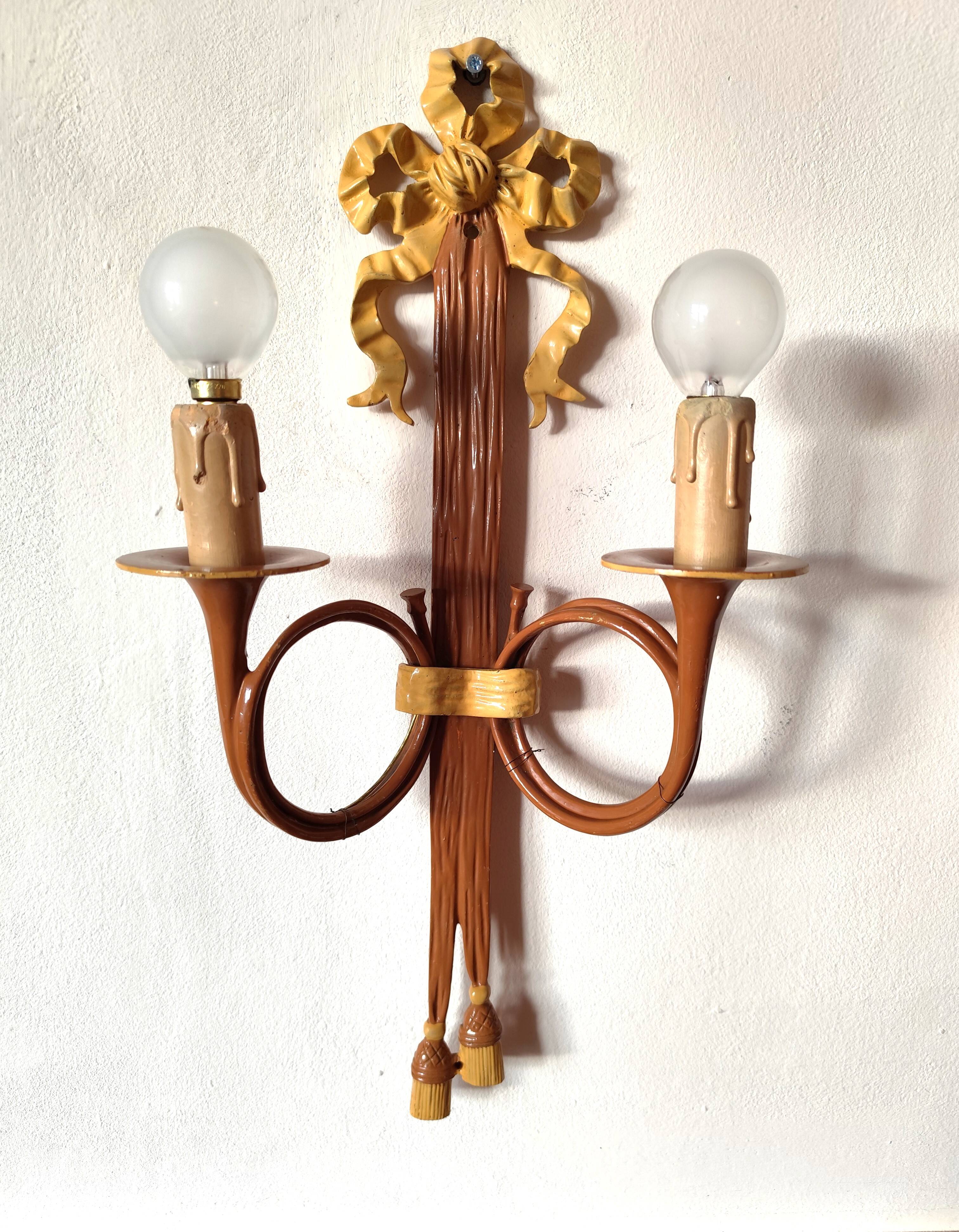 applique murale en métal bronze peint , 2 feux , lampe style Napoléon ...