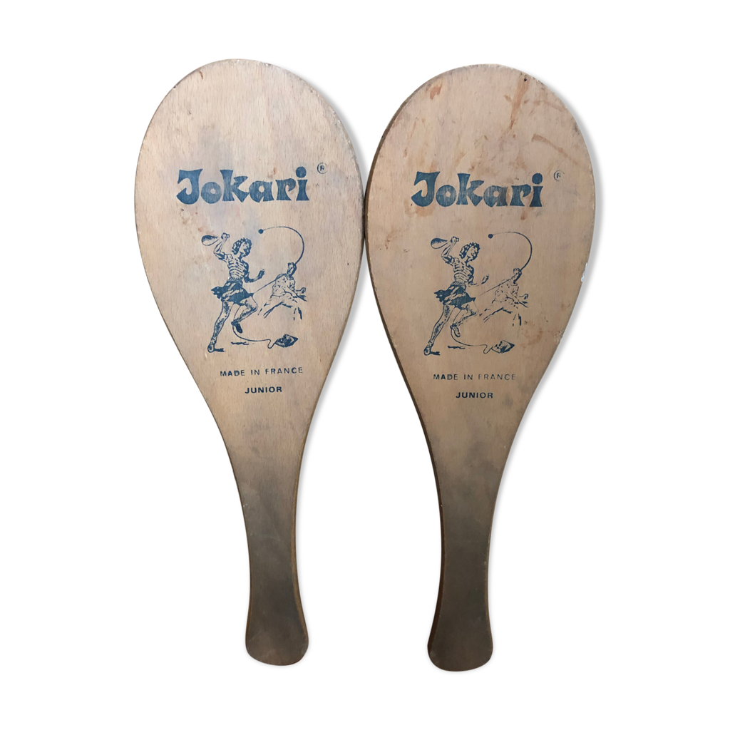 Paire ancienne raquette jokari junior bois made in france sport vintage ...