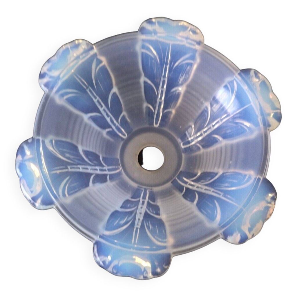 Tulipe art déco en verre opalescent signé ezan. lampe, lustre, applique ...