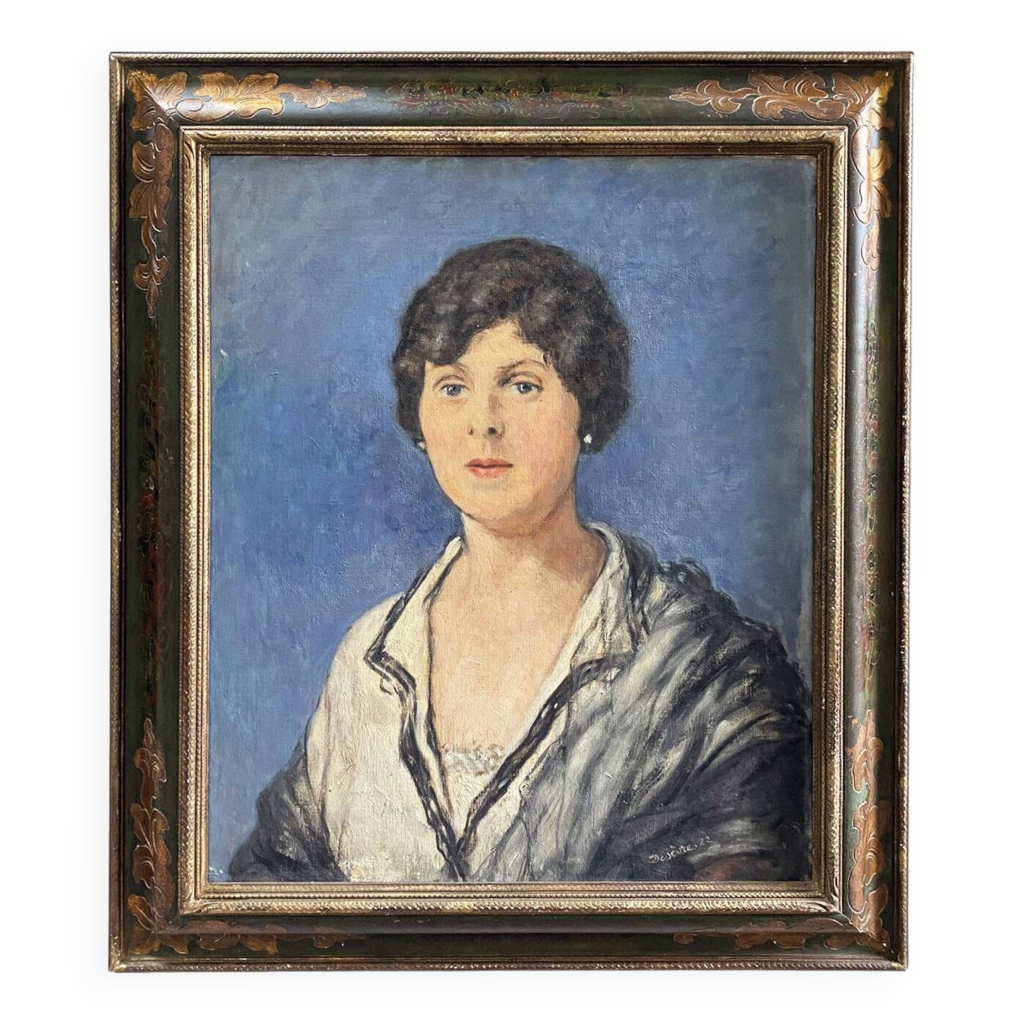 Grand tableau 1922 "Un si doux visage" signé Desèvre | Selency