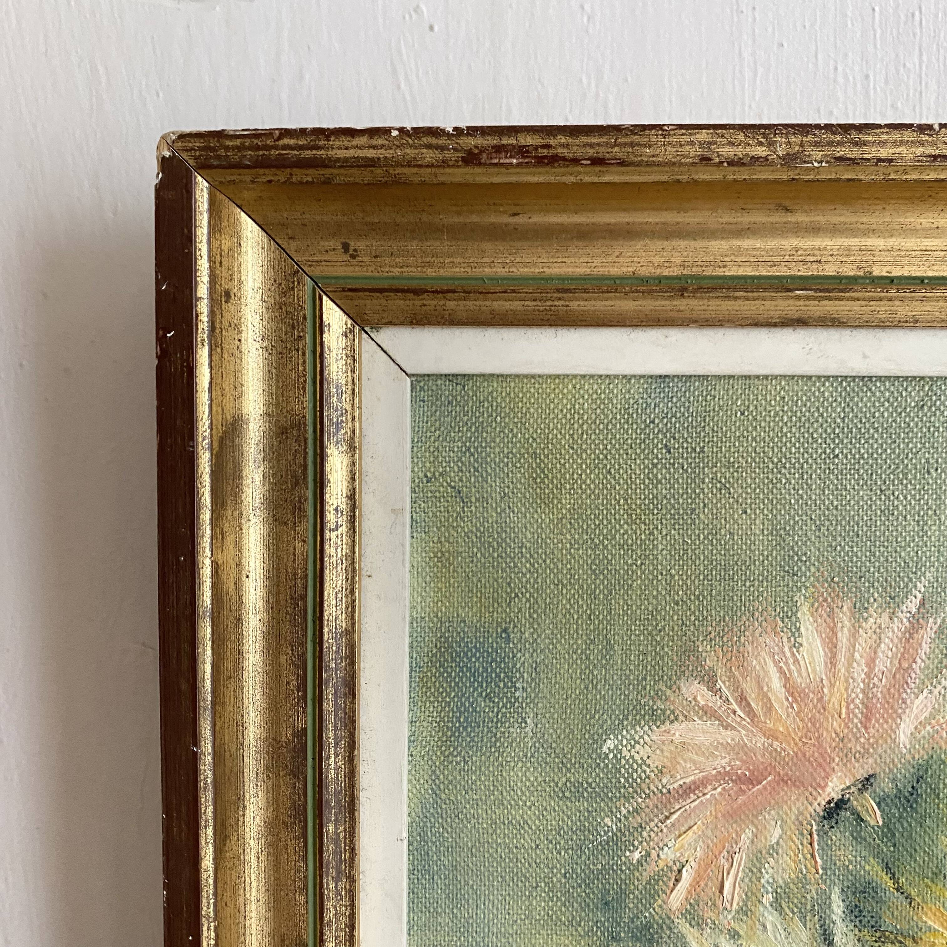 Nature morte bouquet de fleurs chrysanthèmes, huile sur toile | Selency