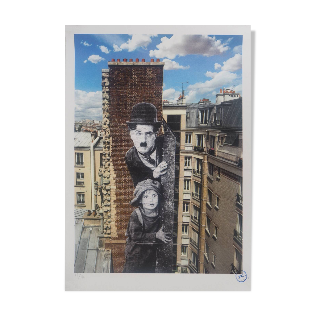 JR : Hommage à Charlie Chaplin - Lithographie originale signée | Selency