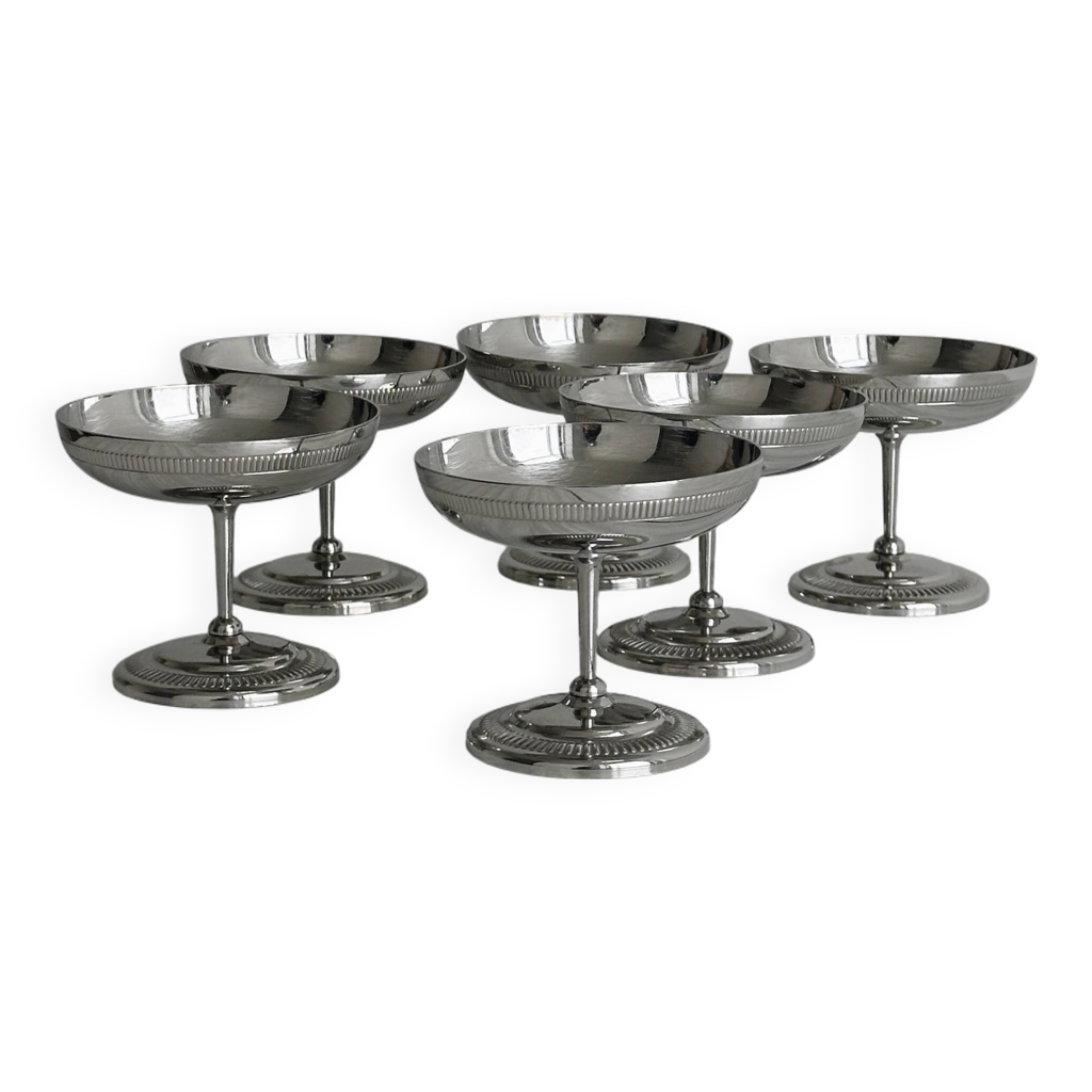 6 coupelles sur pied en inox Letang Remy | Selency