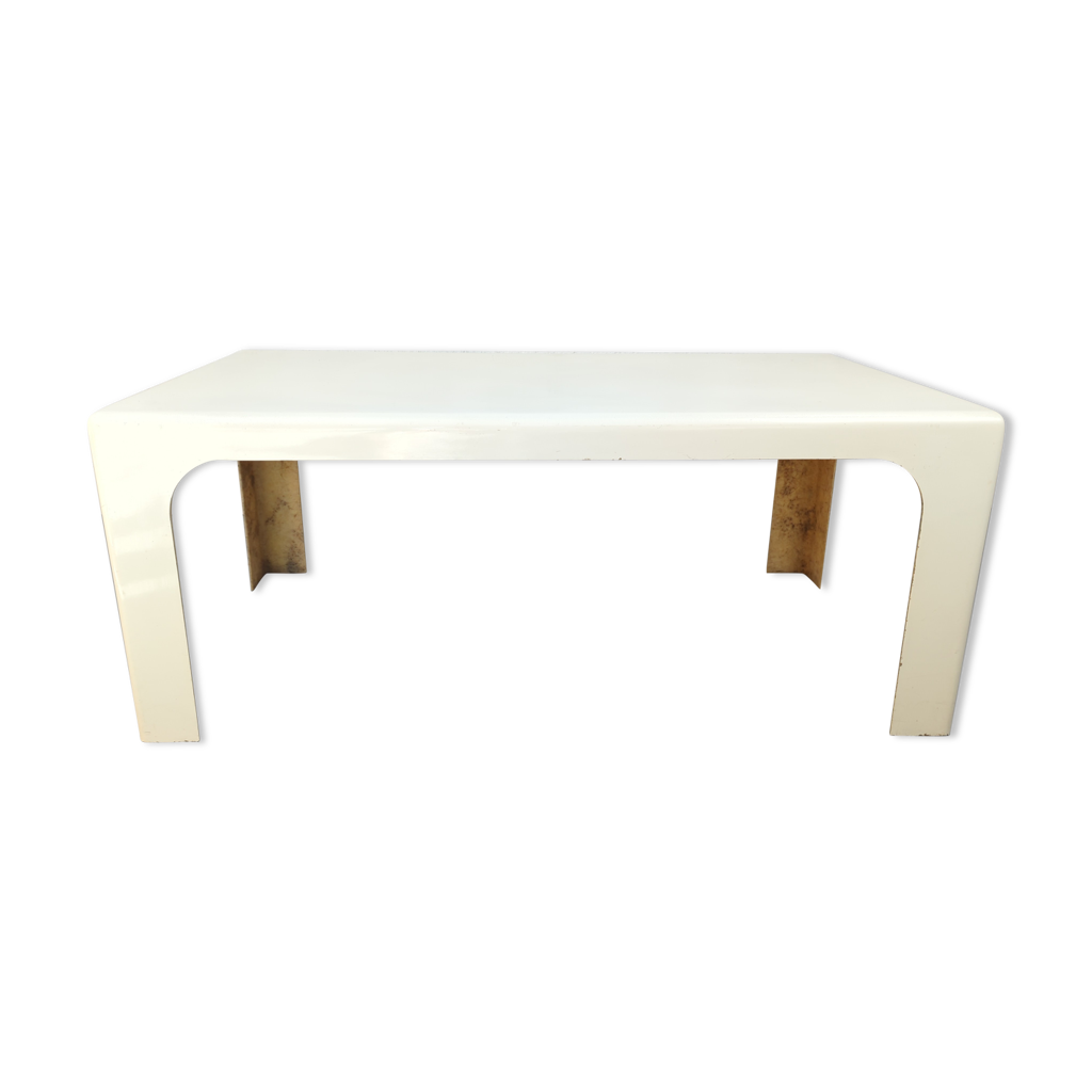 Table basse fibre blanche rectangulaire | Selency