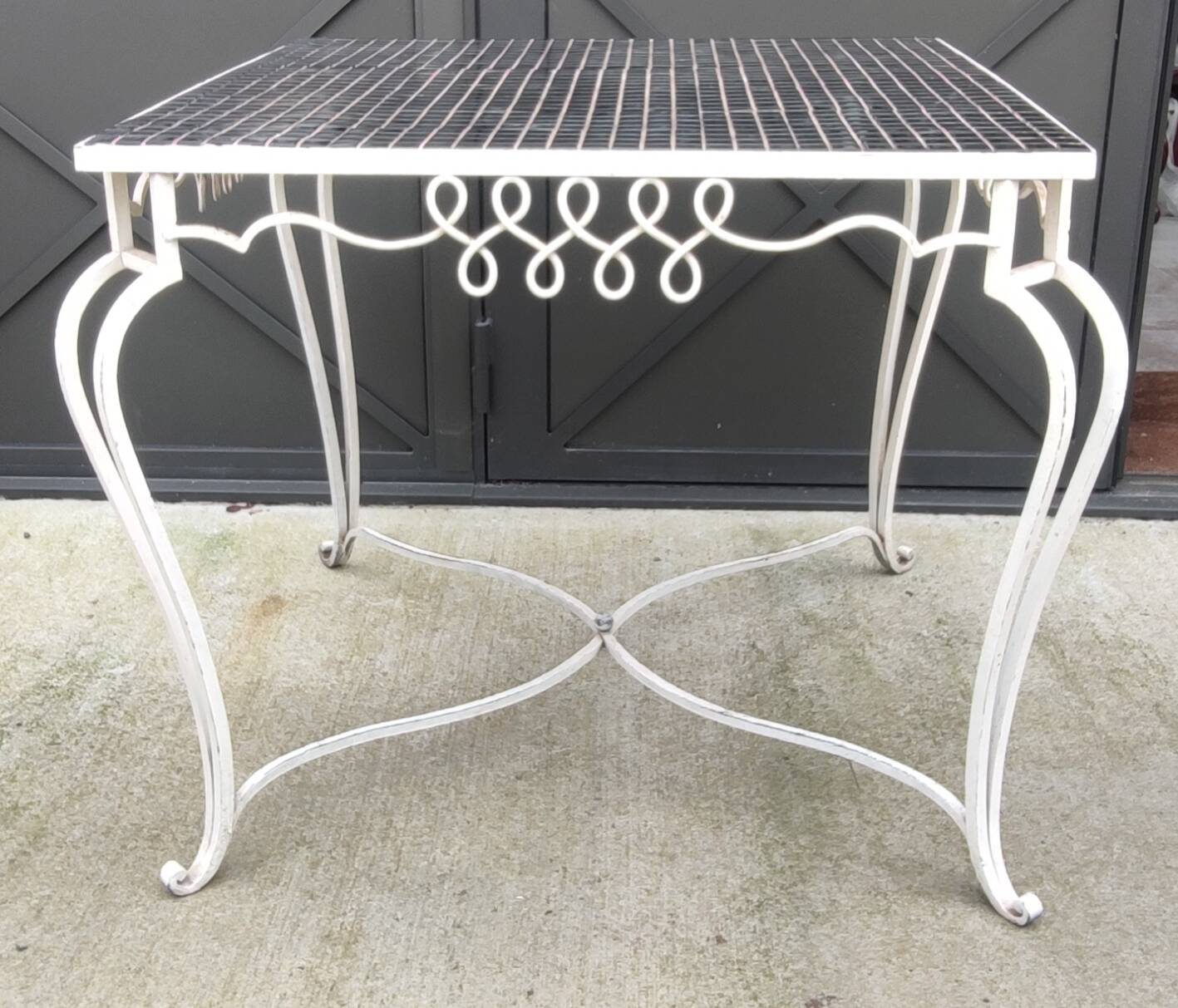 Ancienne table fer forgé /plateau carreaux céramique | Selency