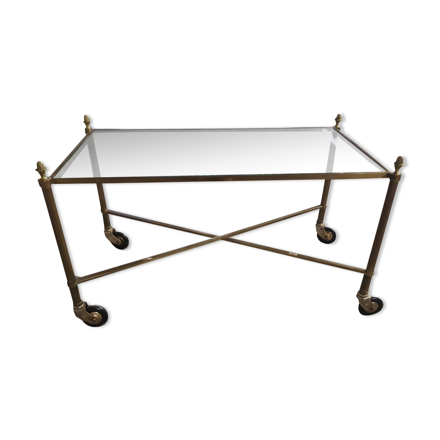 Table basse roulante en bronze doré vintage | Selency