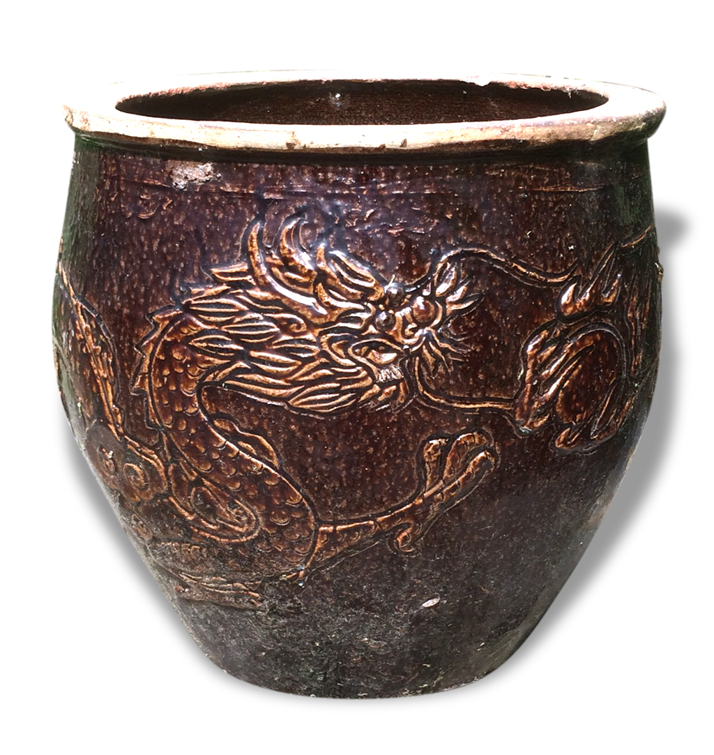 Pot chinois en céramique à décor de dragon ancien | Selency