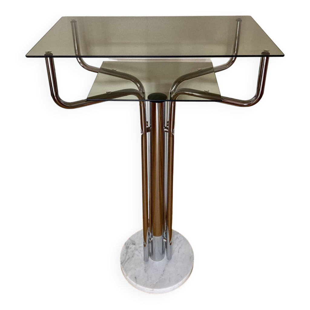 Guéridon console haute marbre et chrome années 70/80 | Selency