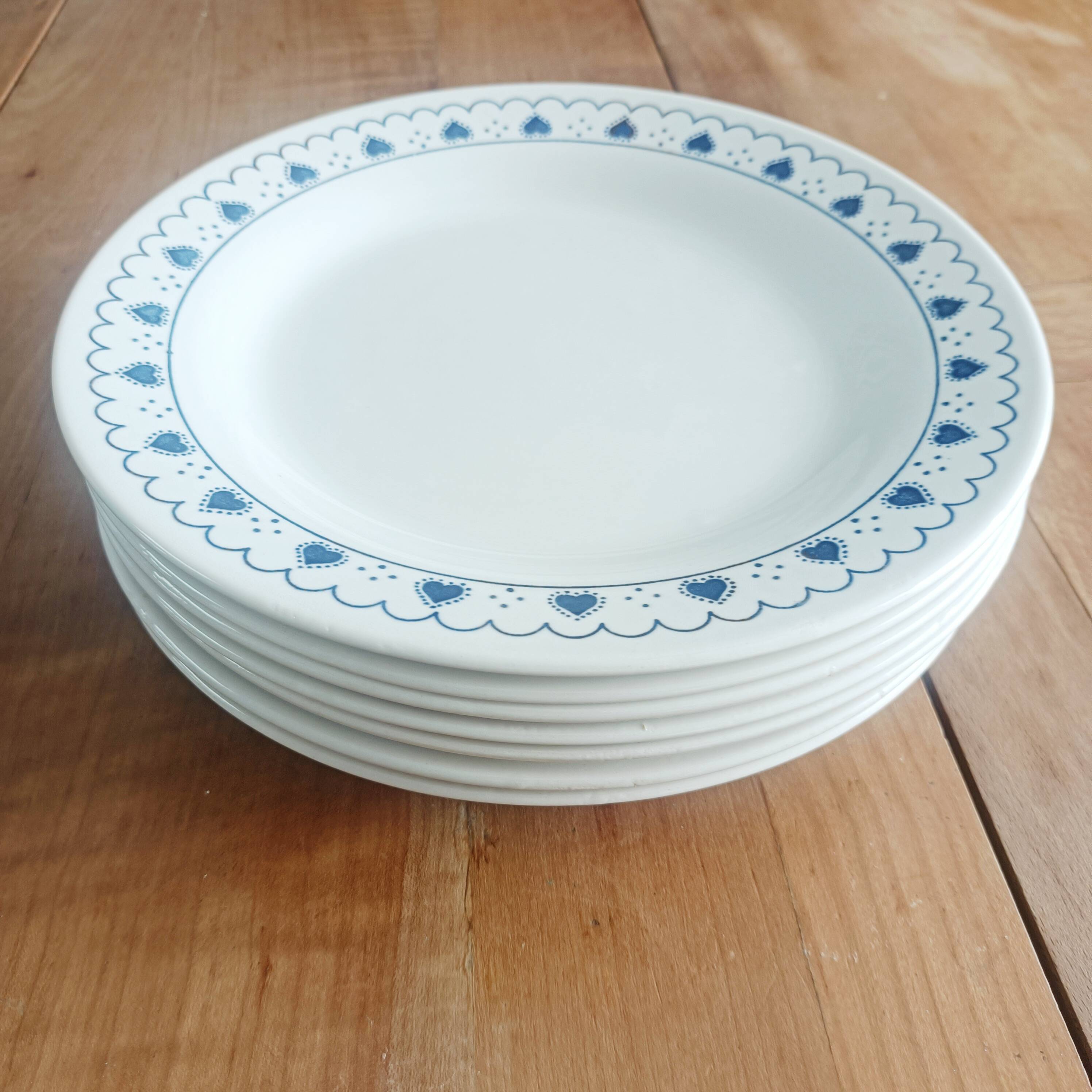 Set of 7 Oxford Brazil dinner plates, heart pattern | Selency