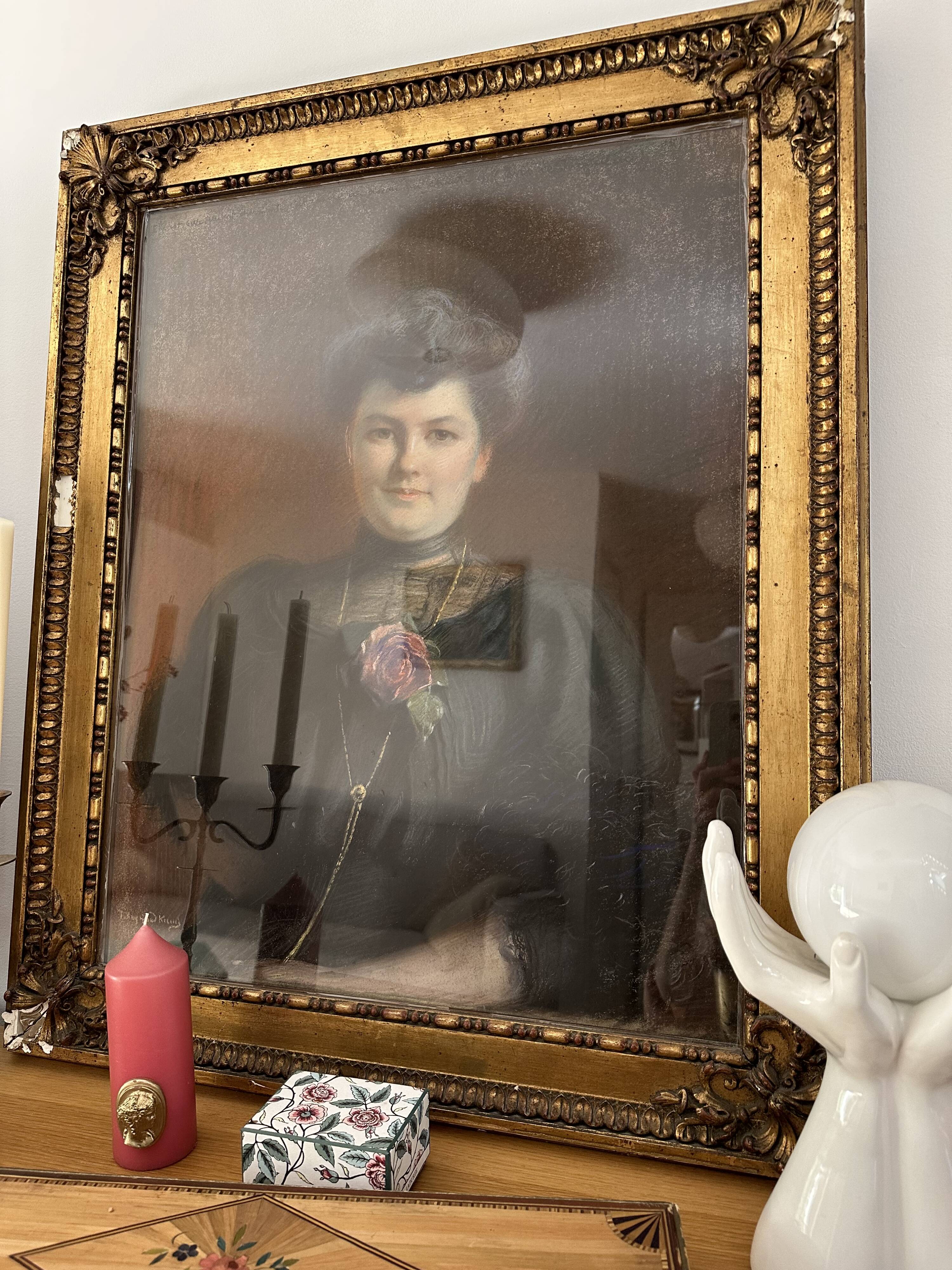 Portrait au pastel de 1907 - Tableau antique | Selency