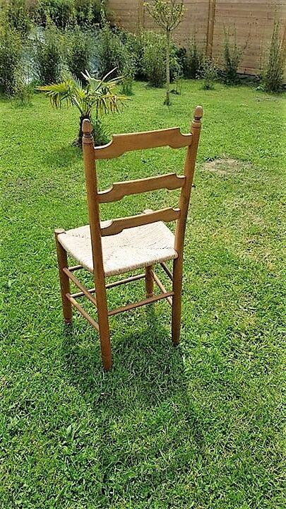 Chaise bois et paille | Selency