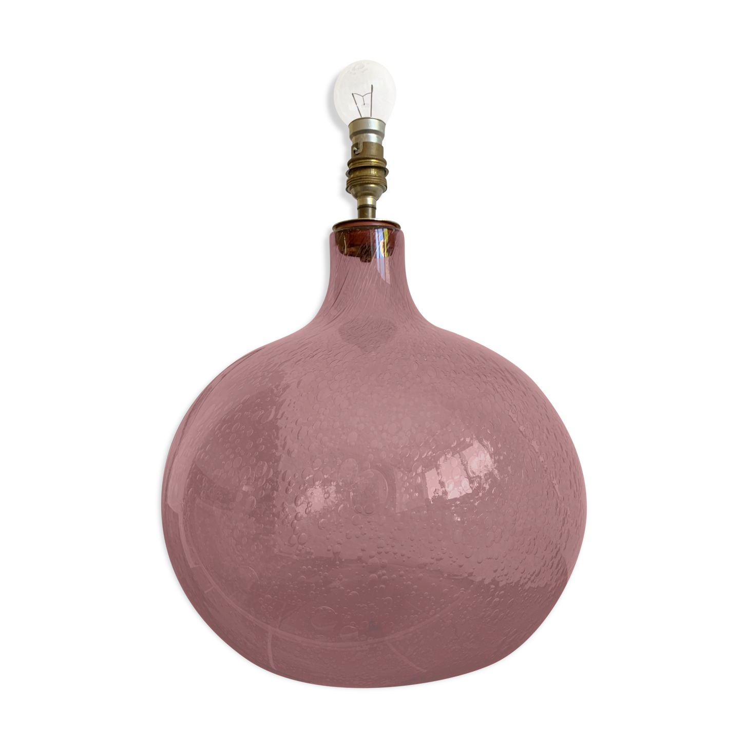 Pied de lampe vintage en verre bullé soufflé | Selency