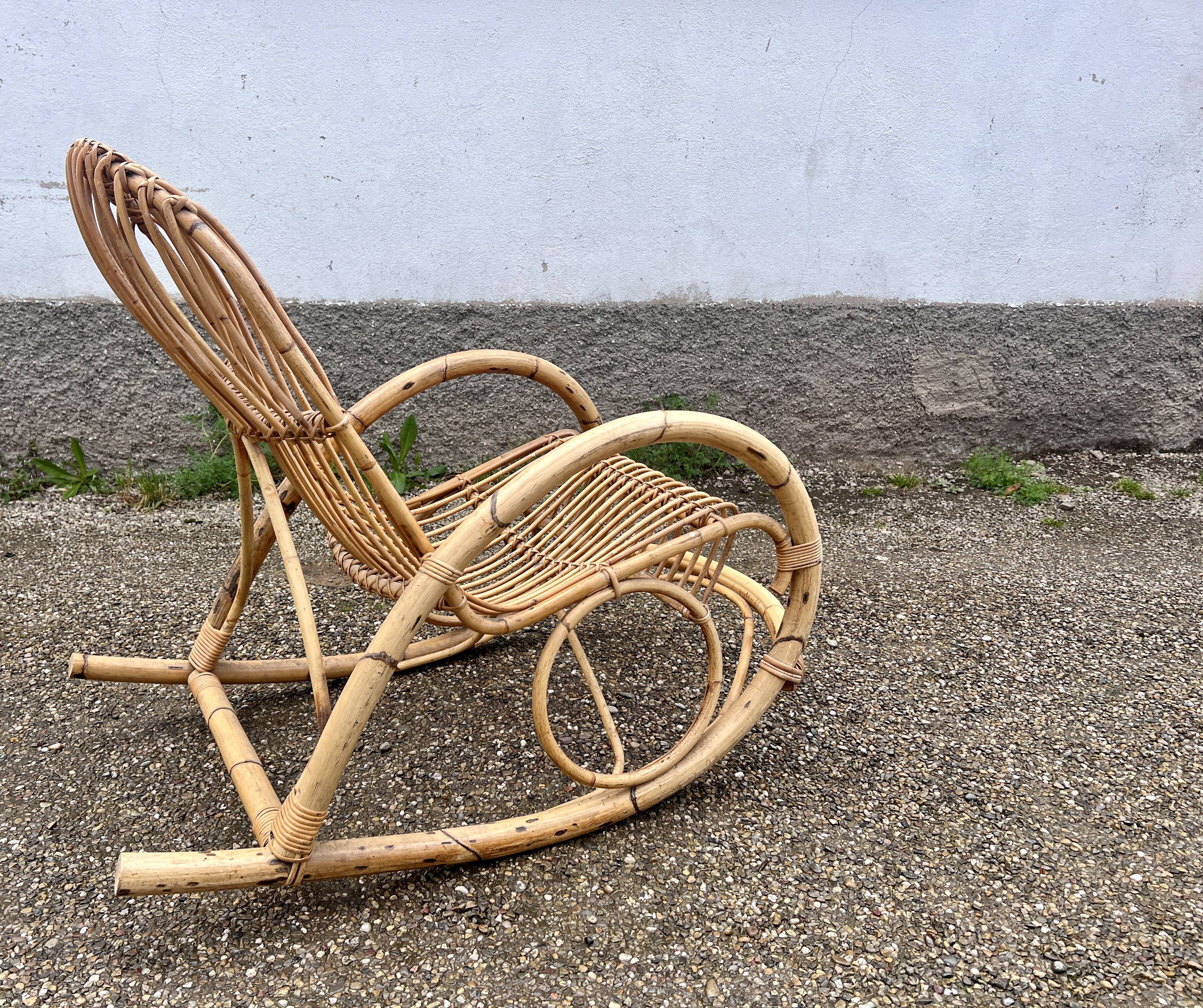 Rocking chair rotin 1960 bambou | Selency