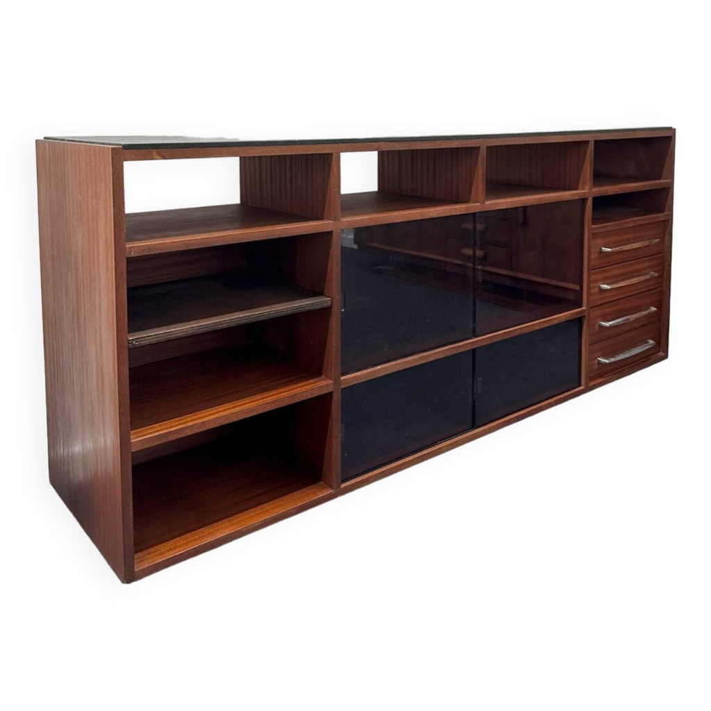 Enfilade vintage porte plexiglass fumé | Selency