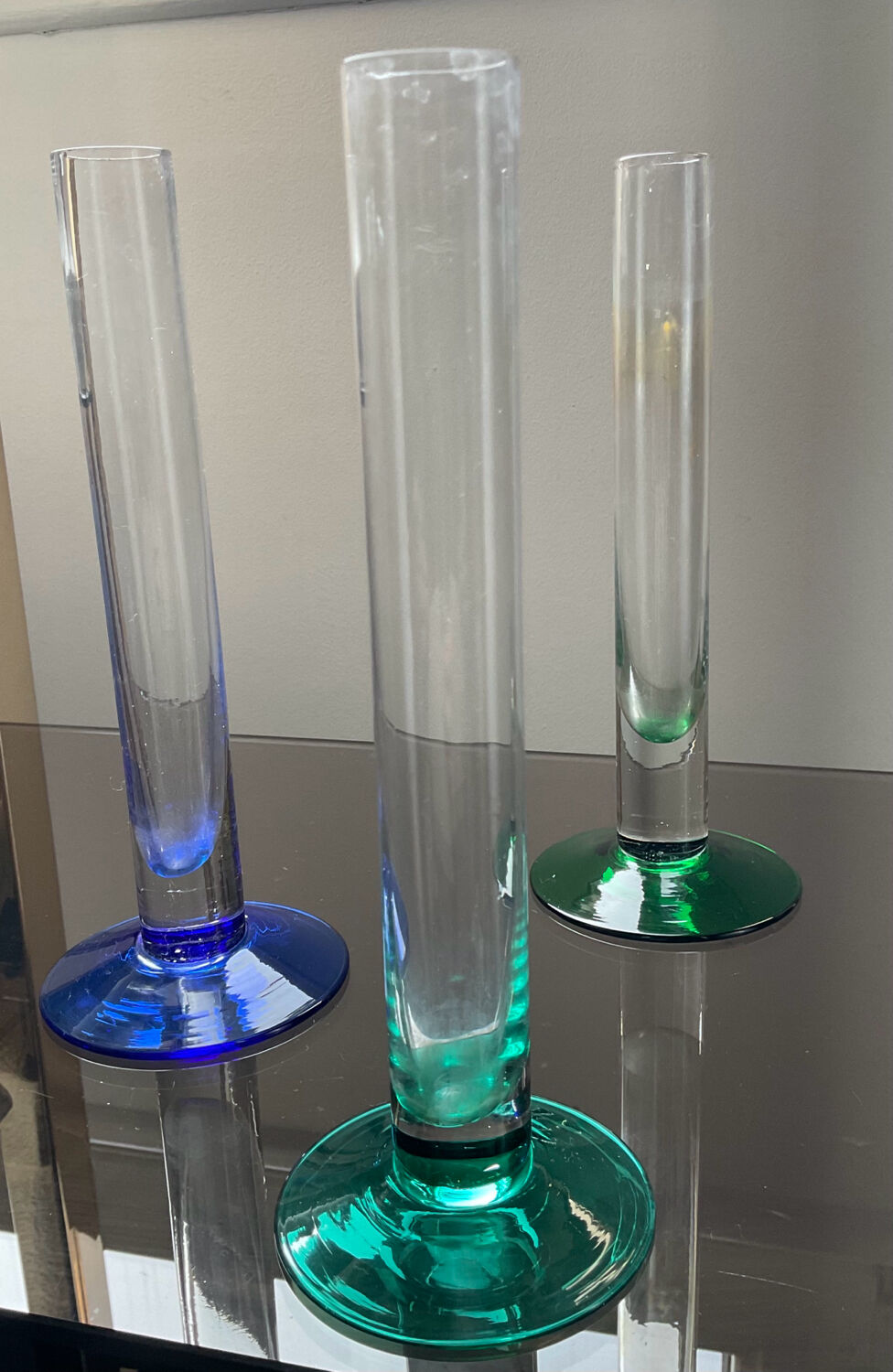 Trio de vases soliflores vintage en verre soufflé | Selency