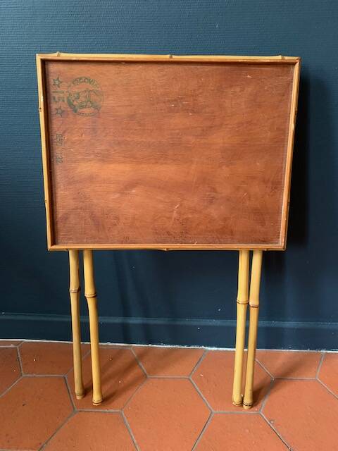Ancienne table d'appoint pliante en bambou de Maurice Lauer, 1960 | Selency