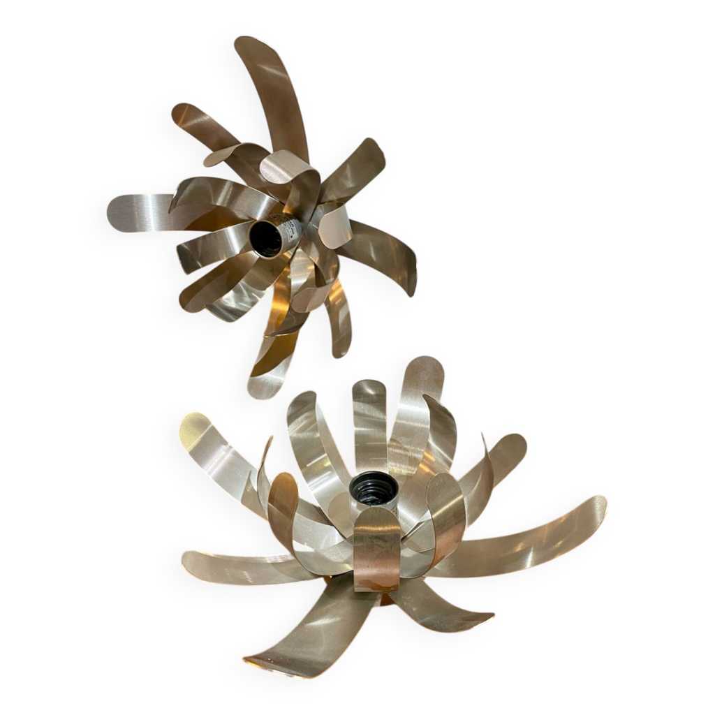Paire d’appliques « fleur » pour Oxam 1970 Michel Boyer | Selency