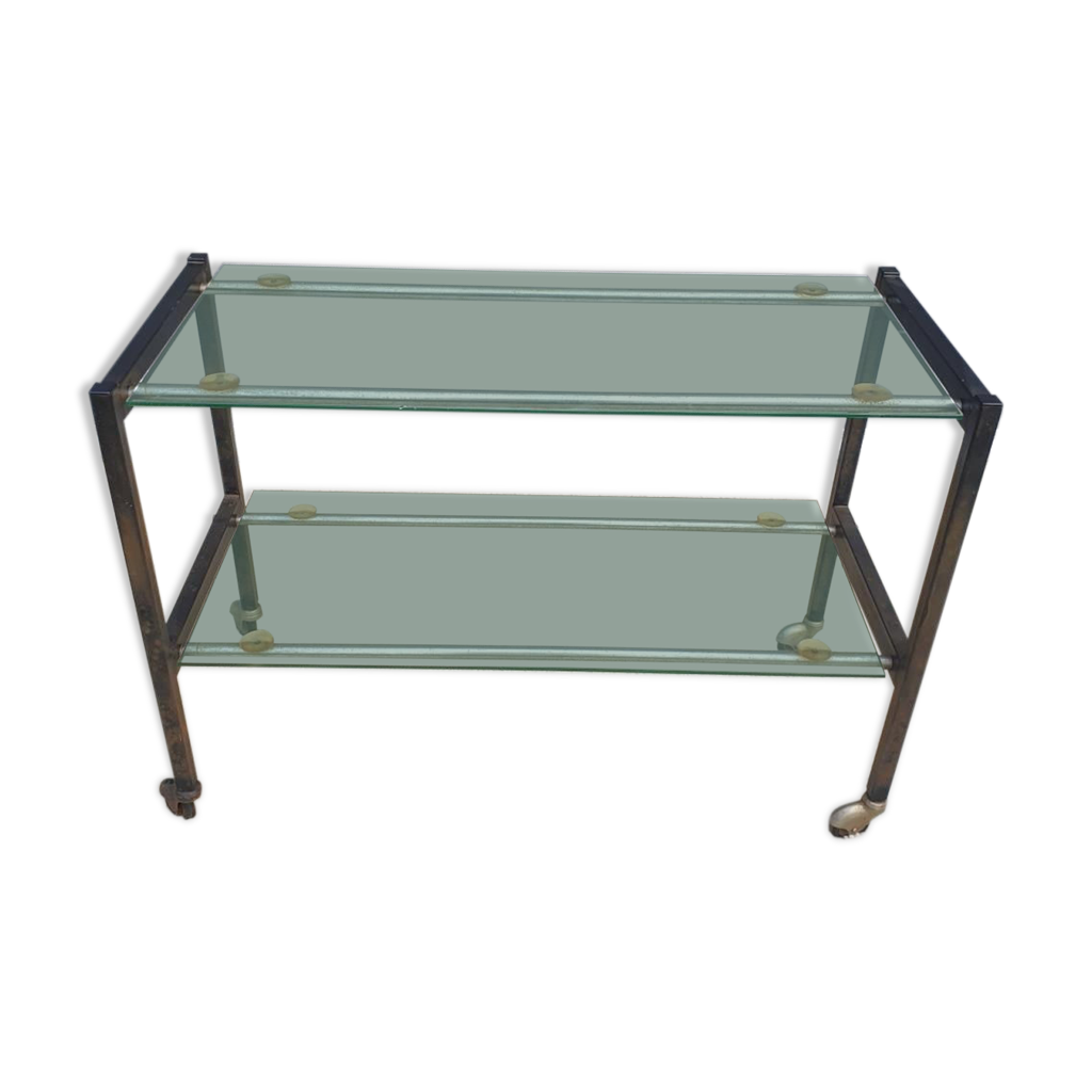 Table roulante vintage 1960 métal et verre | Selency