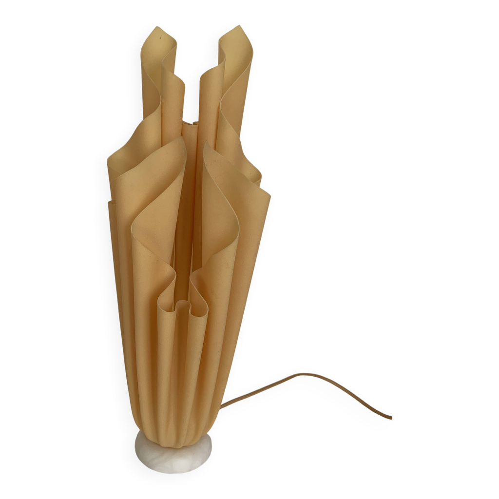 Lampe vintage 1970 Athéna Georgia Jacob drapée saumonée - 50 cm | Selency