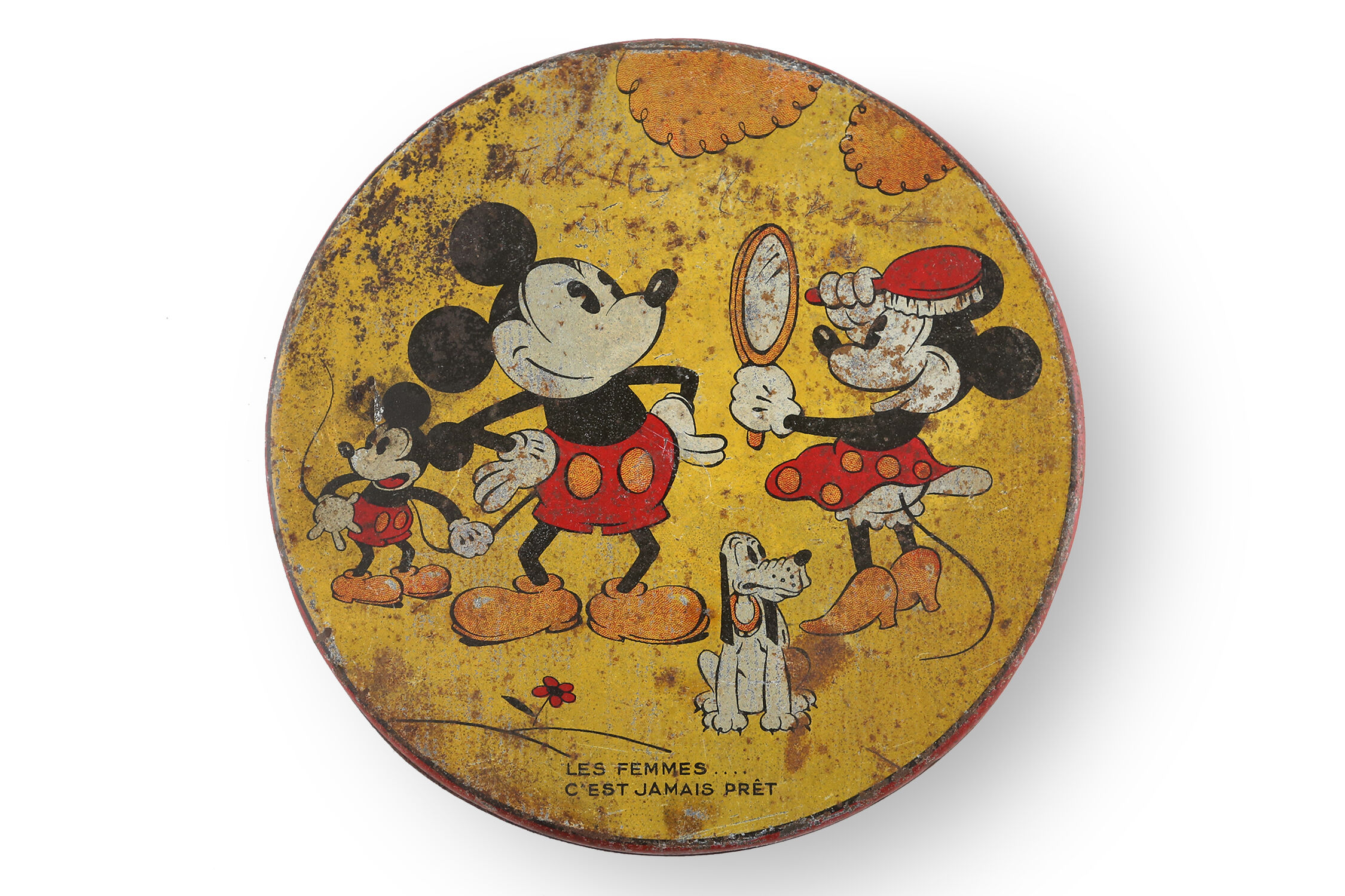 Boîte en fer blanc Walt Disney avec Mickey Mouse des années 1930 | Selency