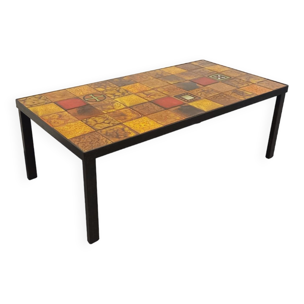 Vintage rectangular coffee table Roche-Bobois in black metal and ...
