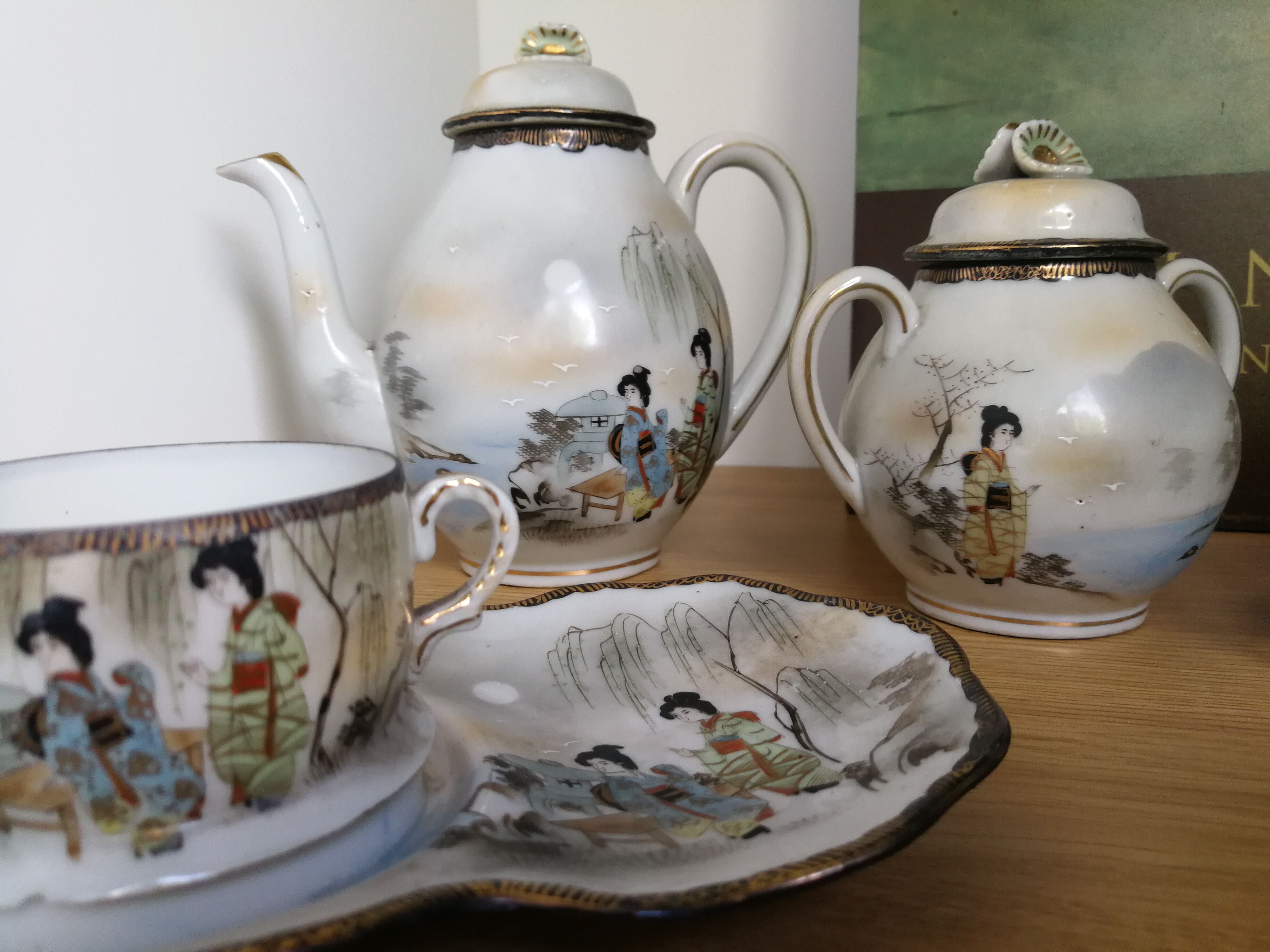 Japanese kutani tashiro eggshell porcelain tea set | Selency