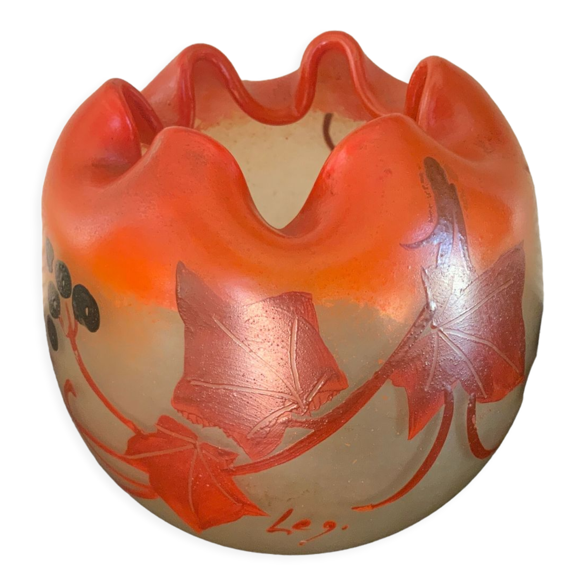 Vase boule signé leg, legras | Selency