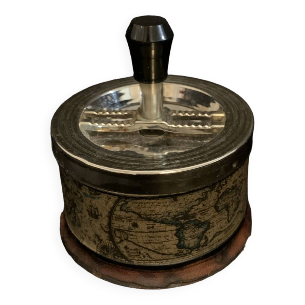 Ashtray 1960 world map mobile lid metal cigar vintage old smoker ...